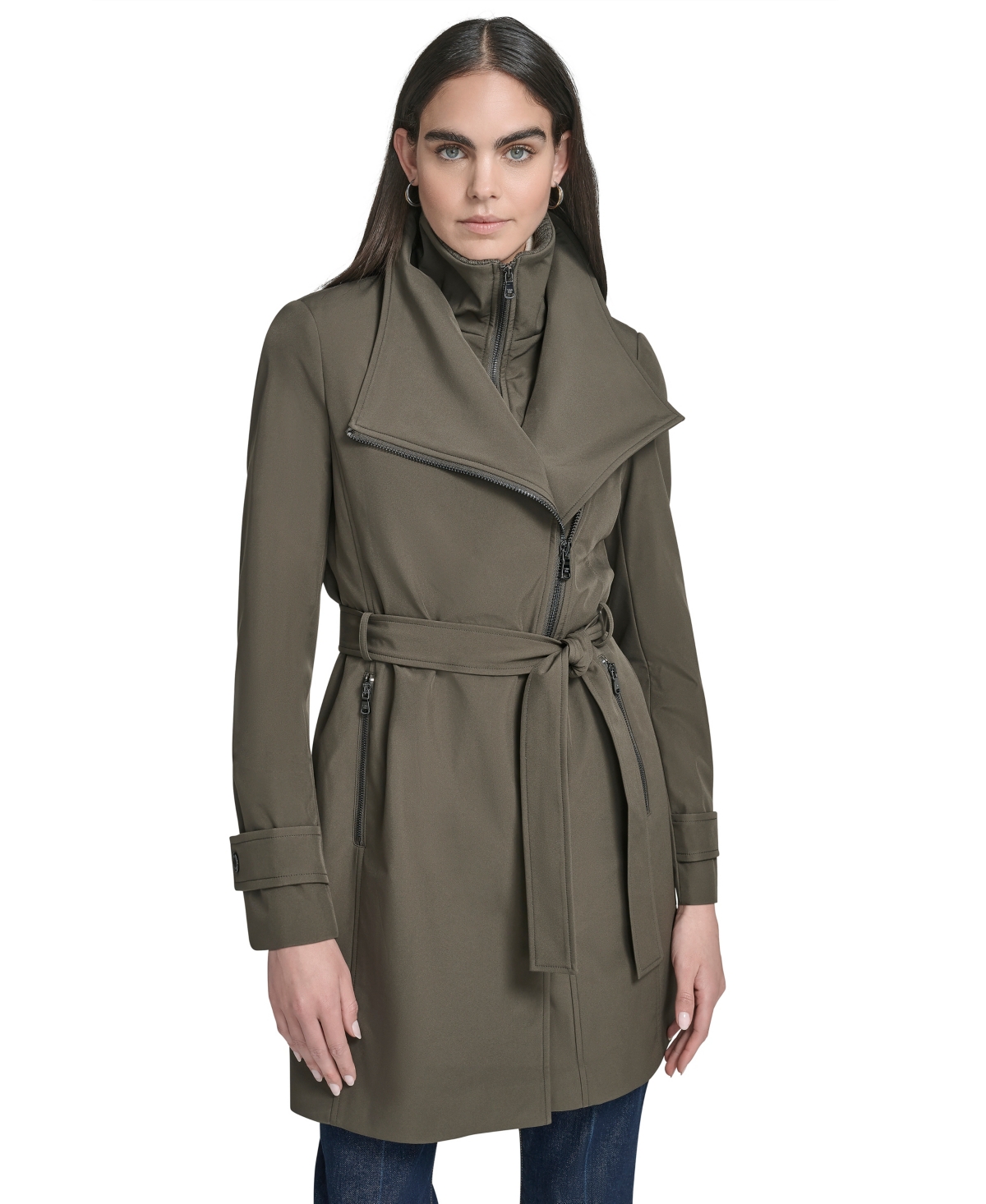 Click here for Calvin Klein Petite Belted Long-Sleeve Wrap Coat -... prices