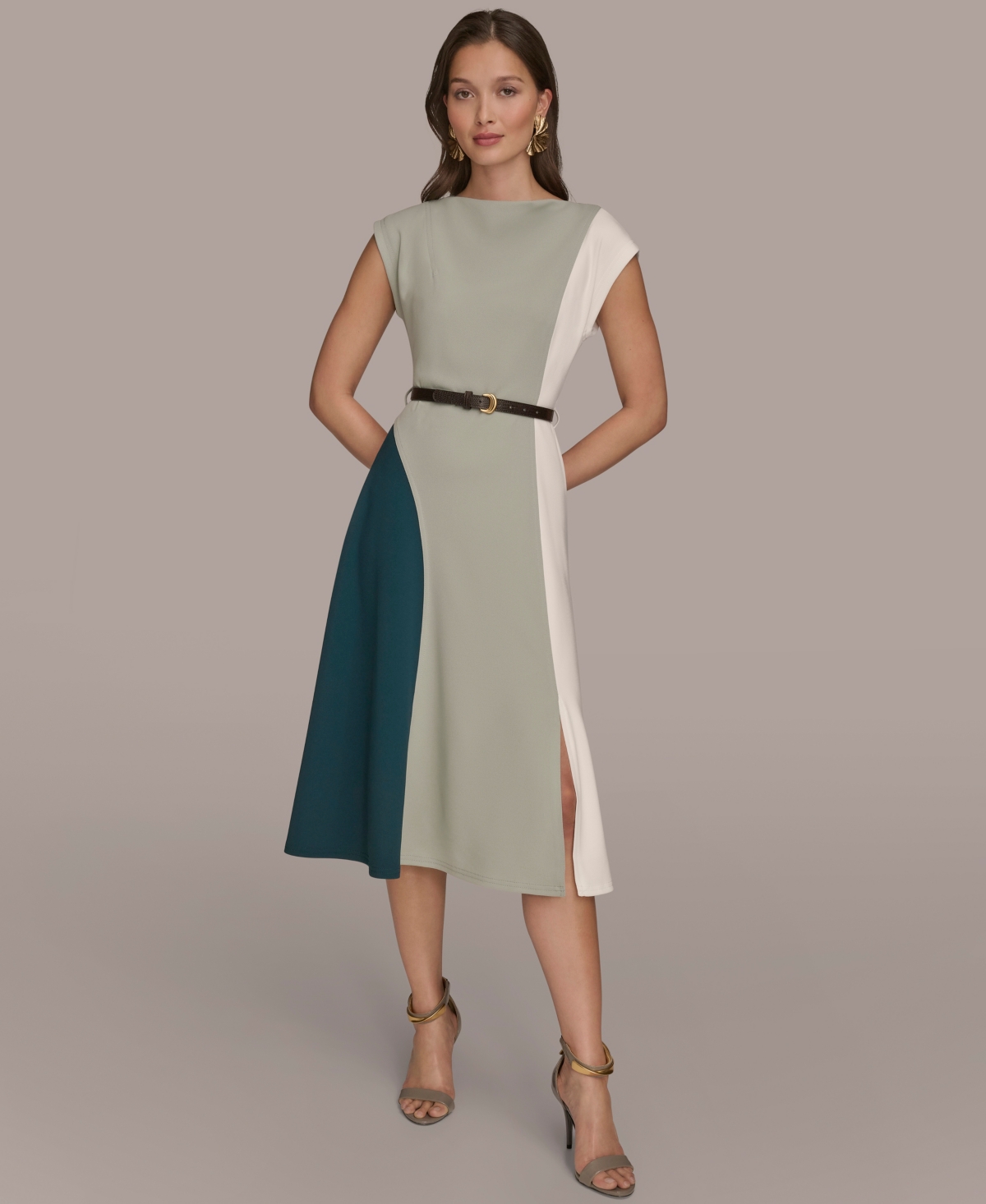 Donna Karan Color Block A Line Dress