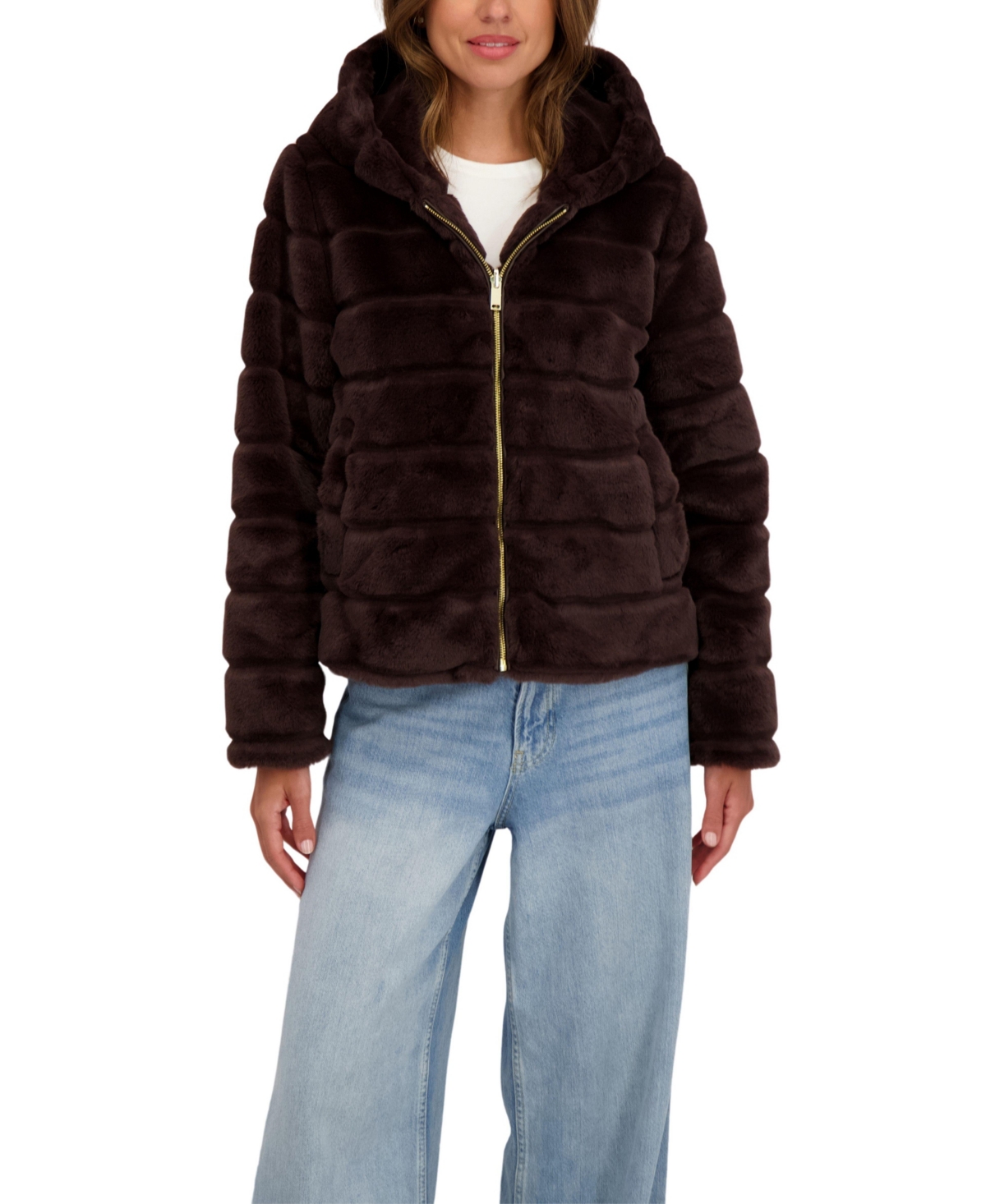 Click here for Sebby Collection Womens Hooded Grooved Short Faux... prices