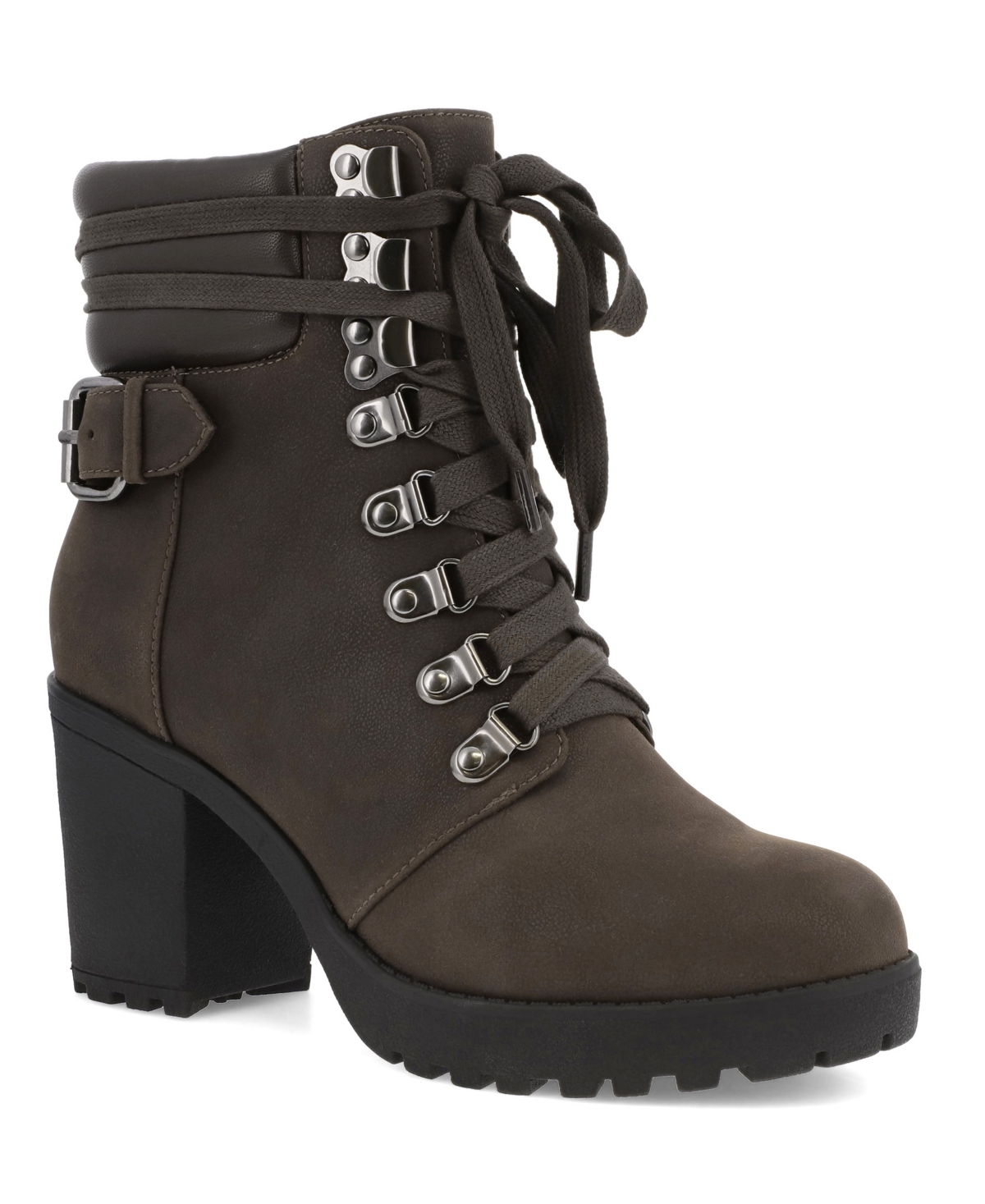 Click here for Mia Womens Annamaria Block Heel Lug Sole Biker Boo... prices