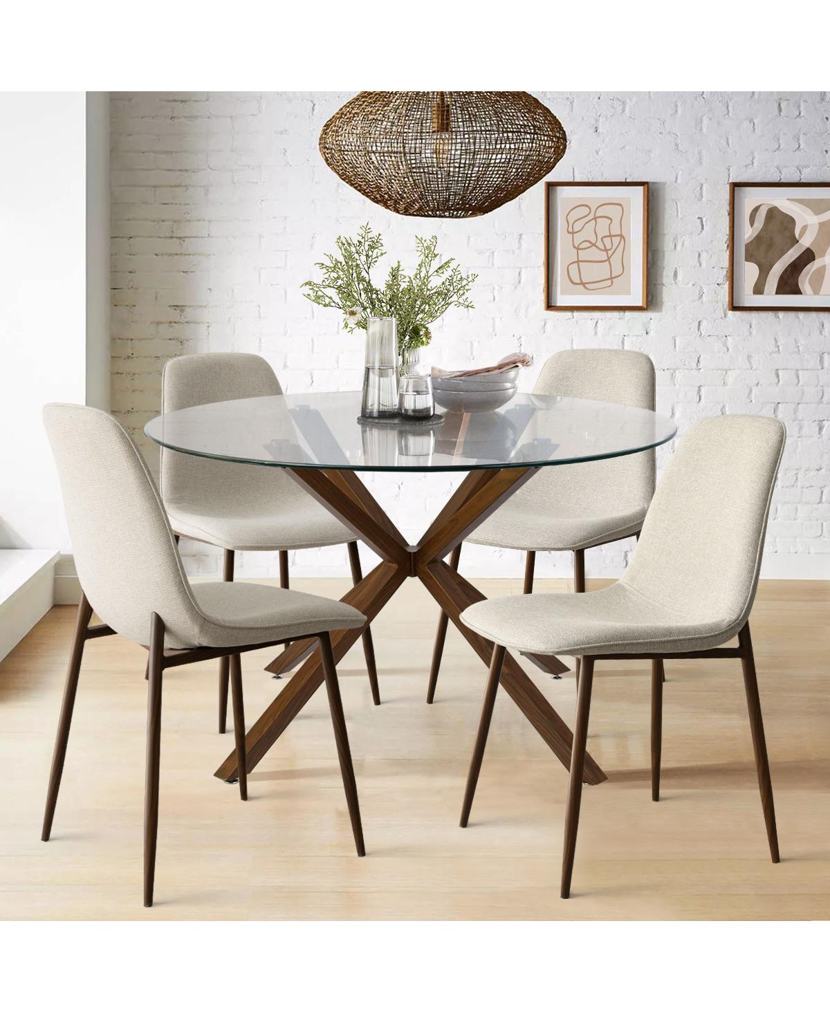Click here for 5-Piece Round Glass Dining Table Set for 4  Modern... prices