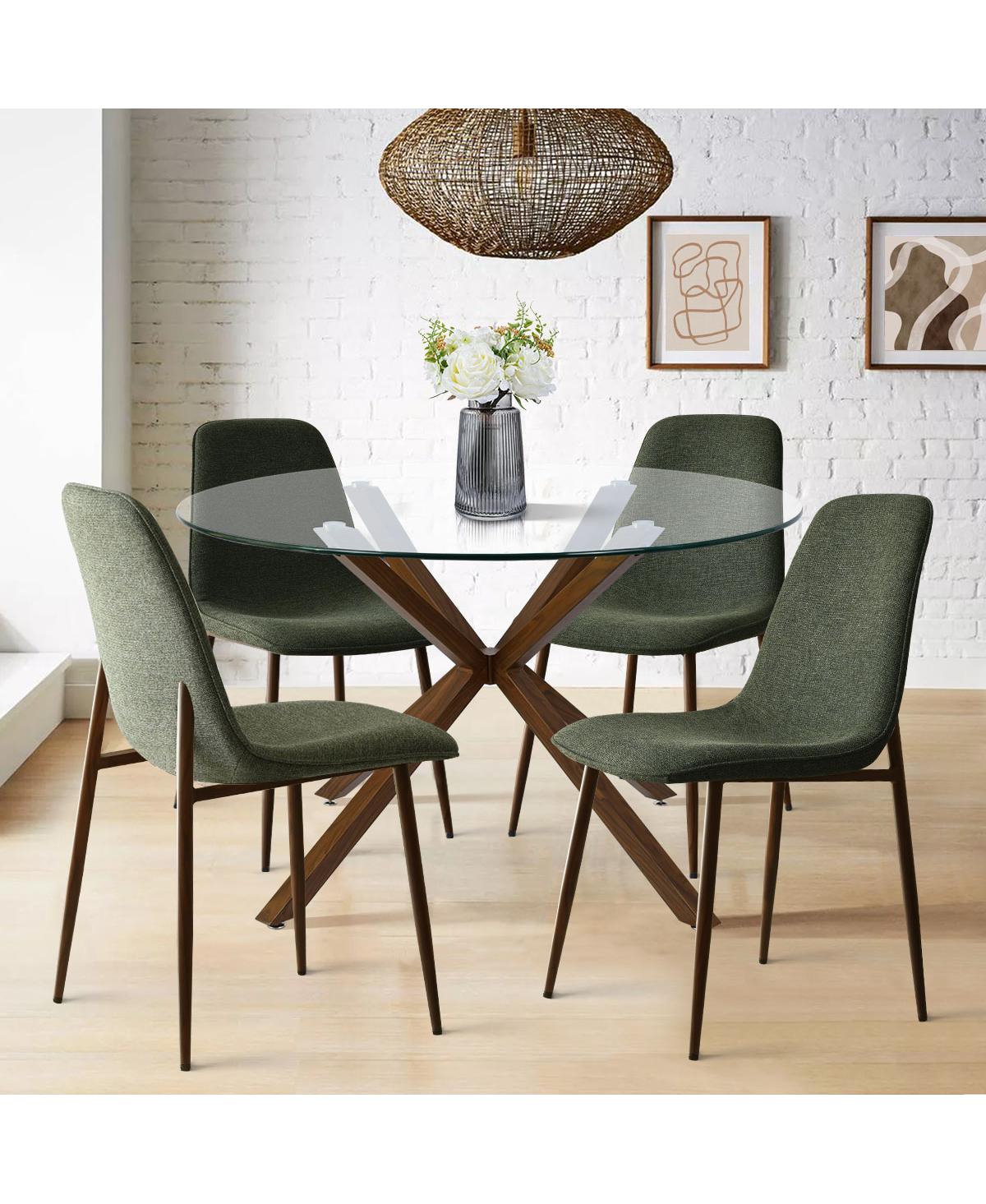 Click here for 5-Piece Round Glass Dining Table Set for 4  Modern... prices