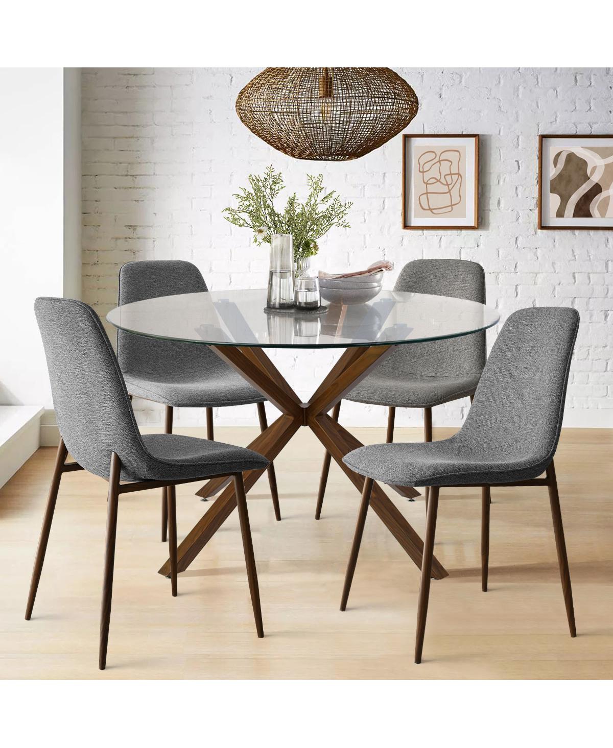 Click here for 5-Piece Round Glass Dining Table Set for 4  Modern... prices