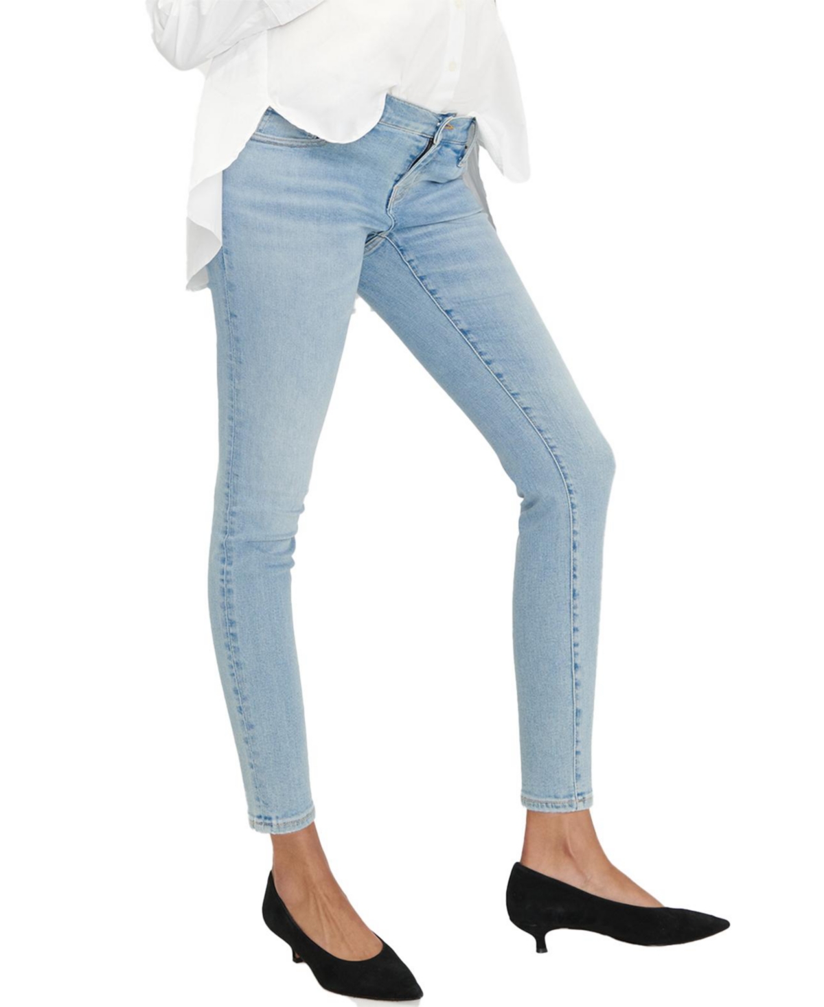 Hatch Collection The Under the Bump Slim Maternity Jean - Light wash