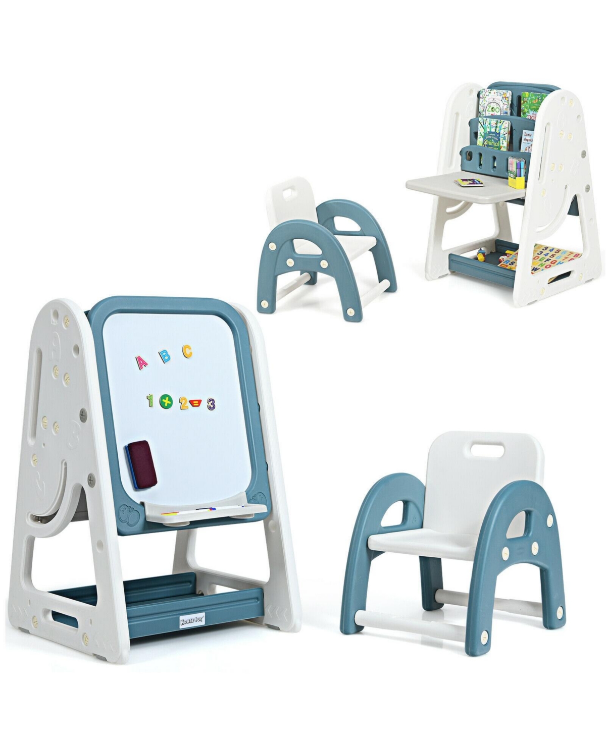 Click here for 2-in-1 Kids Easel Desk Chair Set with Book Rack an... prices