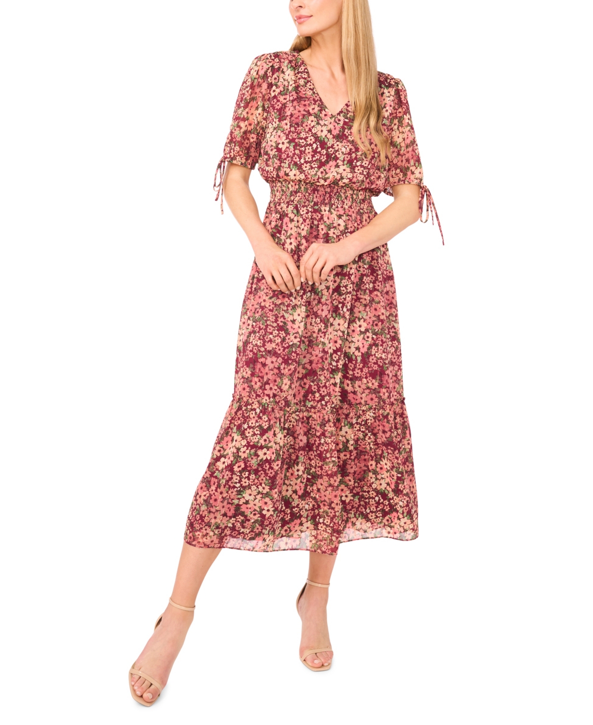 Click here for CeCe Womens Smocked Waist V-Neck Maxi Dress - Fres... prices