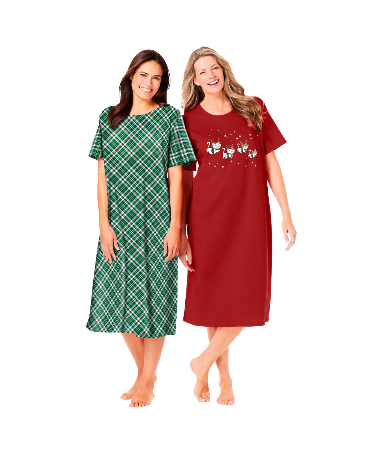 Click here for Dreams & Co. Womens 2-Pack Long Sleepshirts - Clas... prices