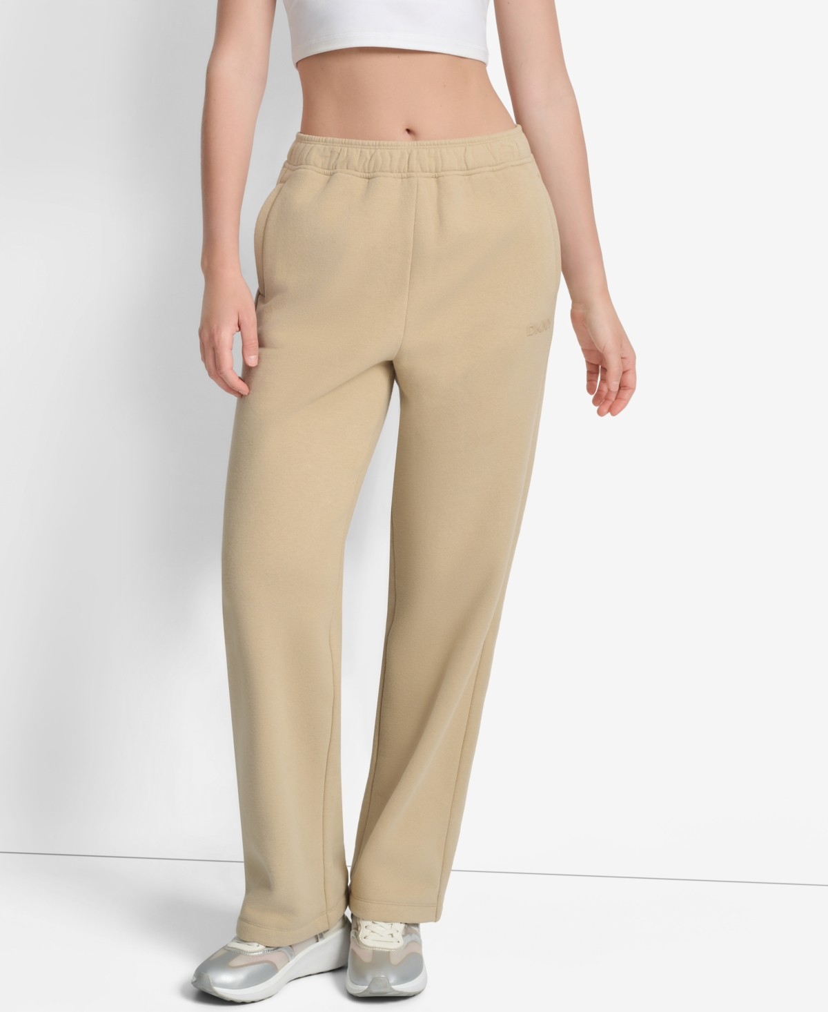 Click here for Dkny Womens Hd Logo Boyfriend Open Leg Pants - Tra... prices