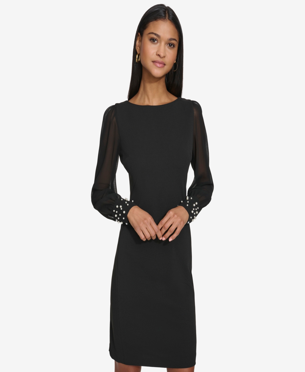 Click here for Karl Lagerfeld Paris Womens Illusion-Sleeve Beaded... prices