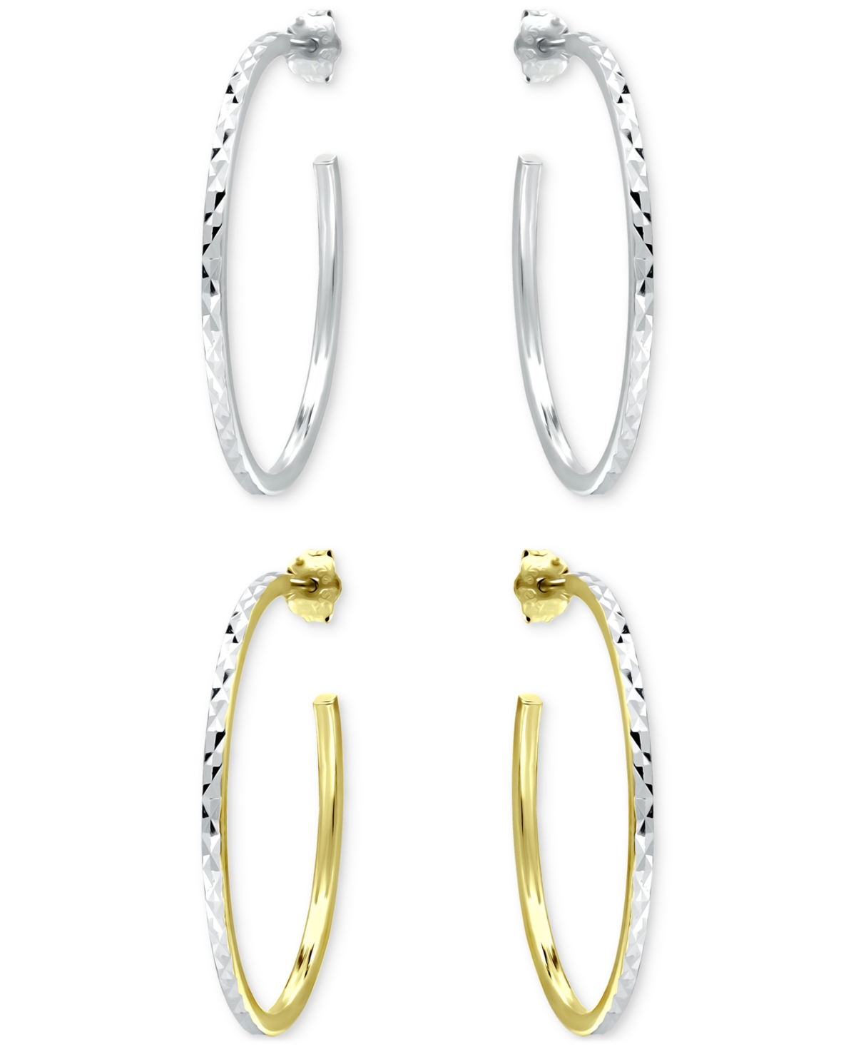 Click here for Giani Bernini 2-Pc. Set Textured Medium Hoop Earri... prices