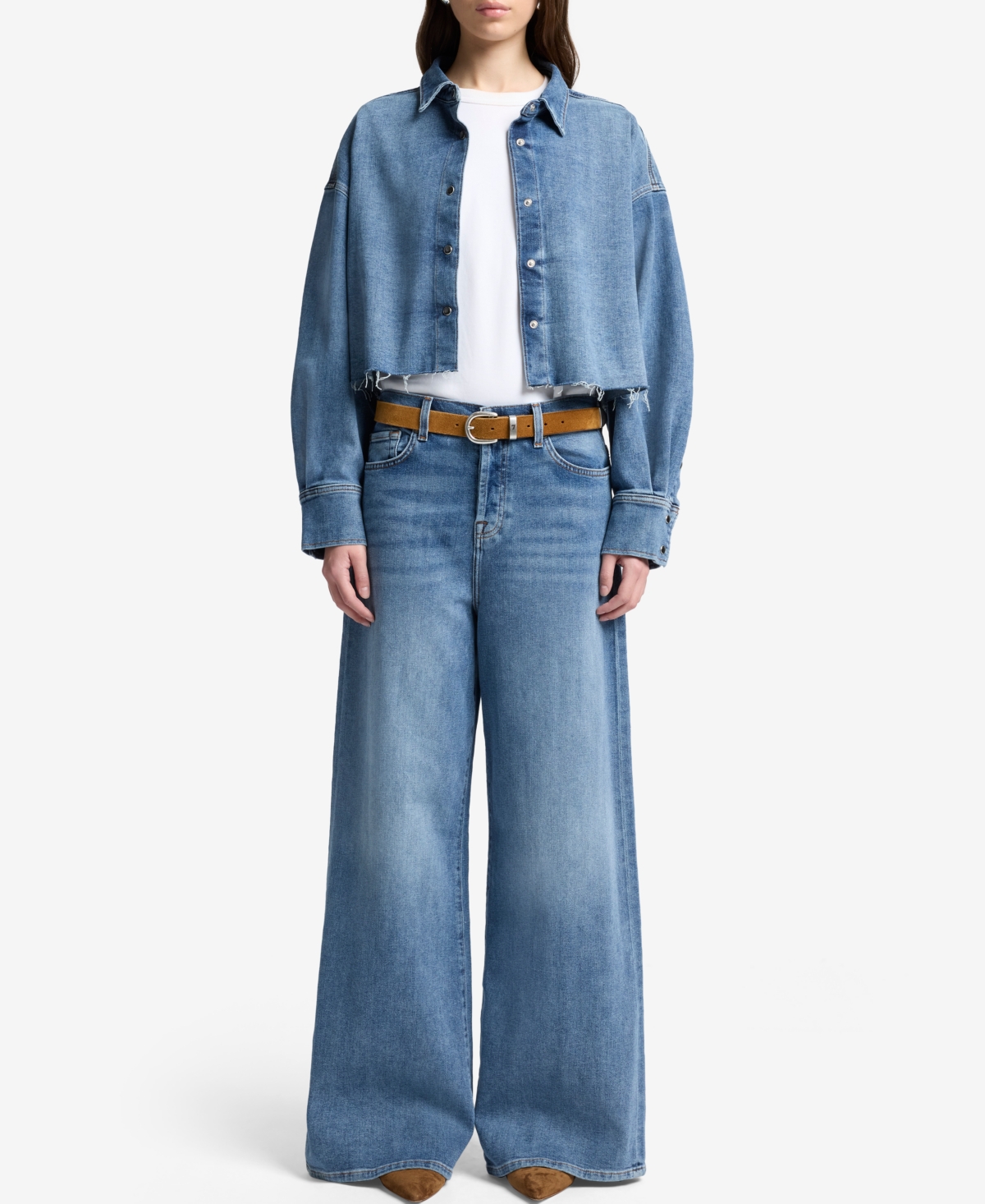 Click here for 7 For All Mankind Cropped Denim Shirt Jacket - Lor... prices