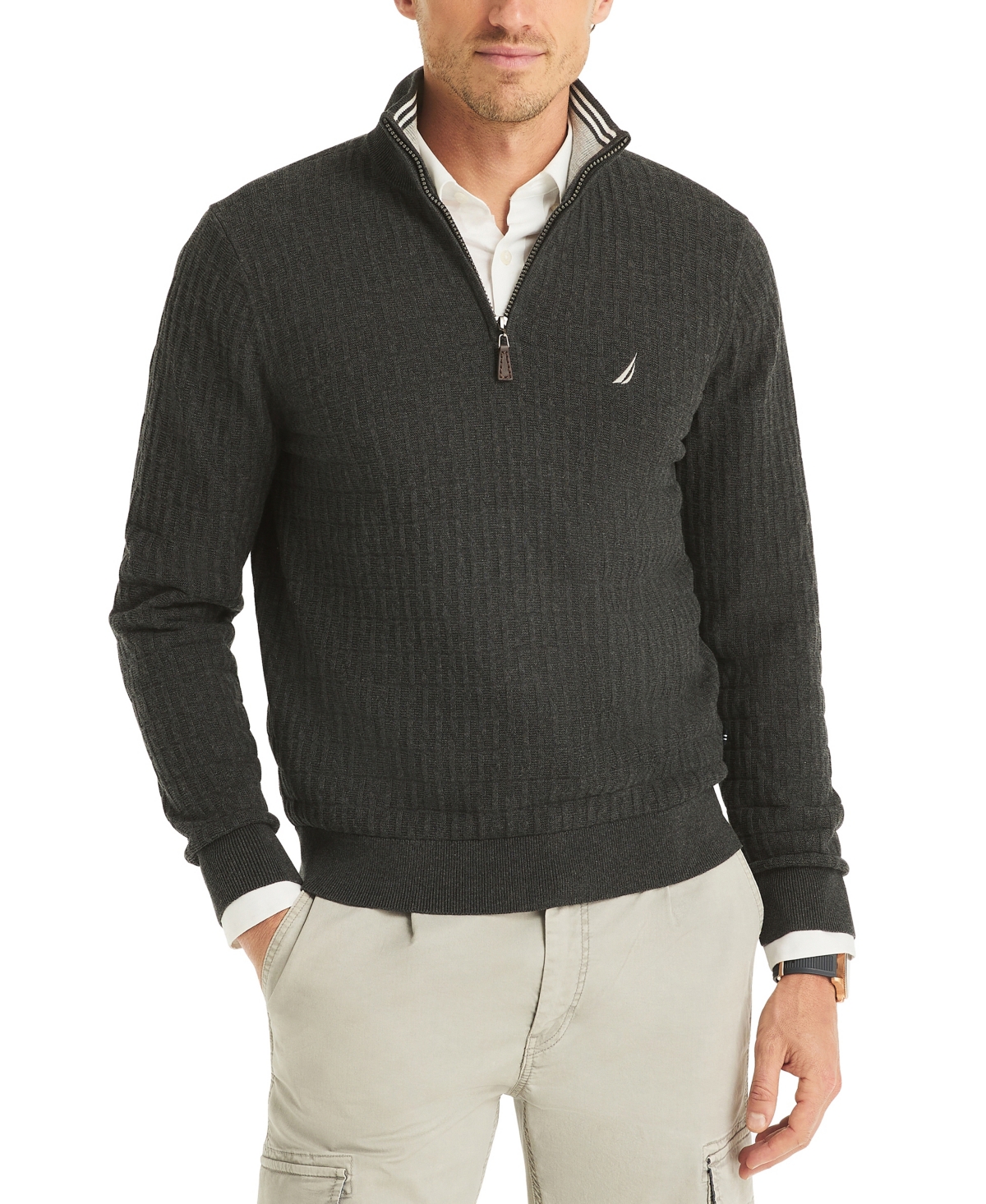 Click here for Nautica Mens Classic Fit Quarter Zip Sweater - Cha... prices