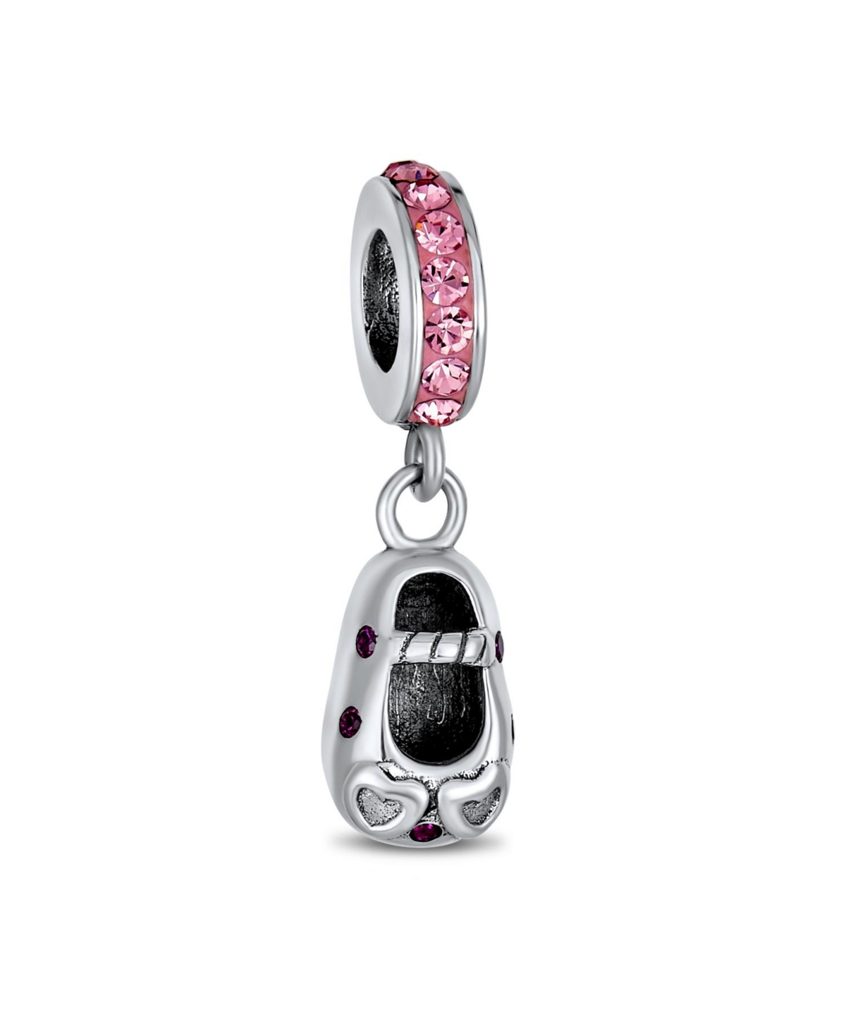 Click here for Bling Jewelry Pink Crystal Heart Shoe Dangle Charm... prices