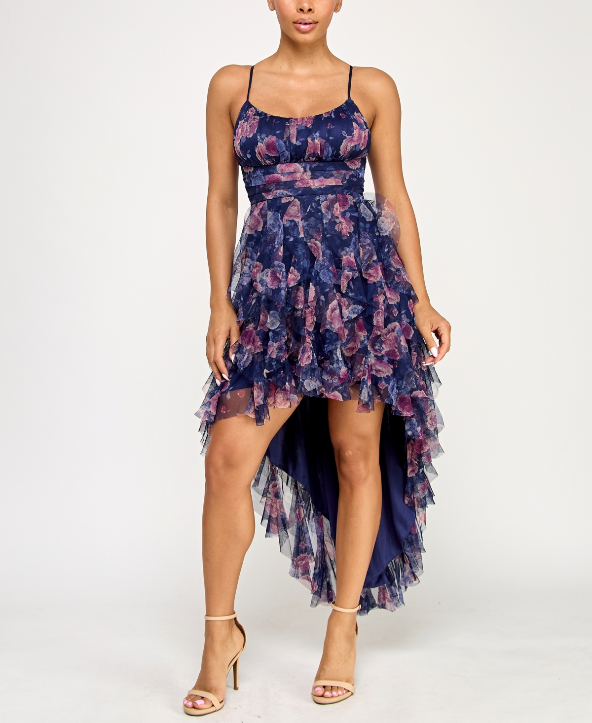 Click here for pear culture Juniors Printed Petal High Low Dress... prices