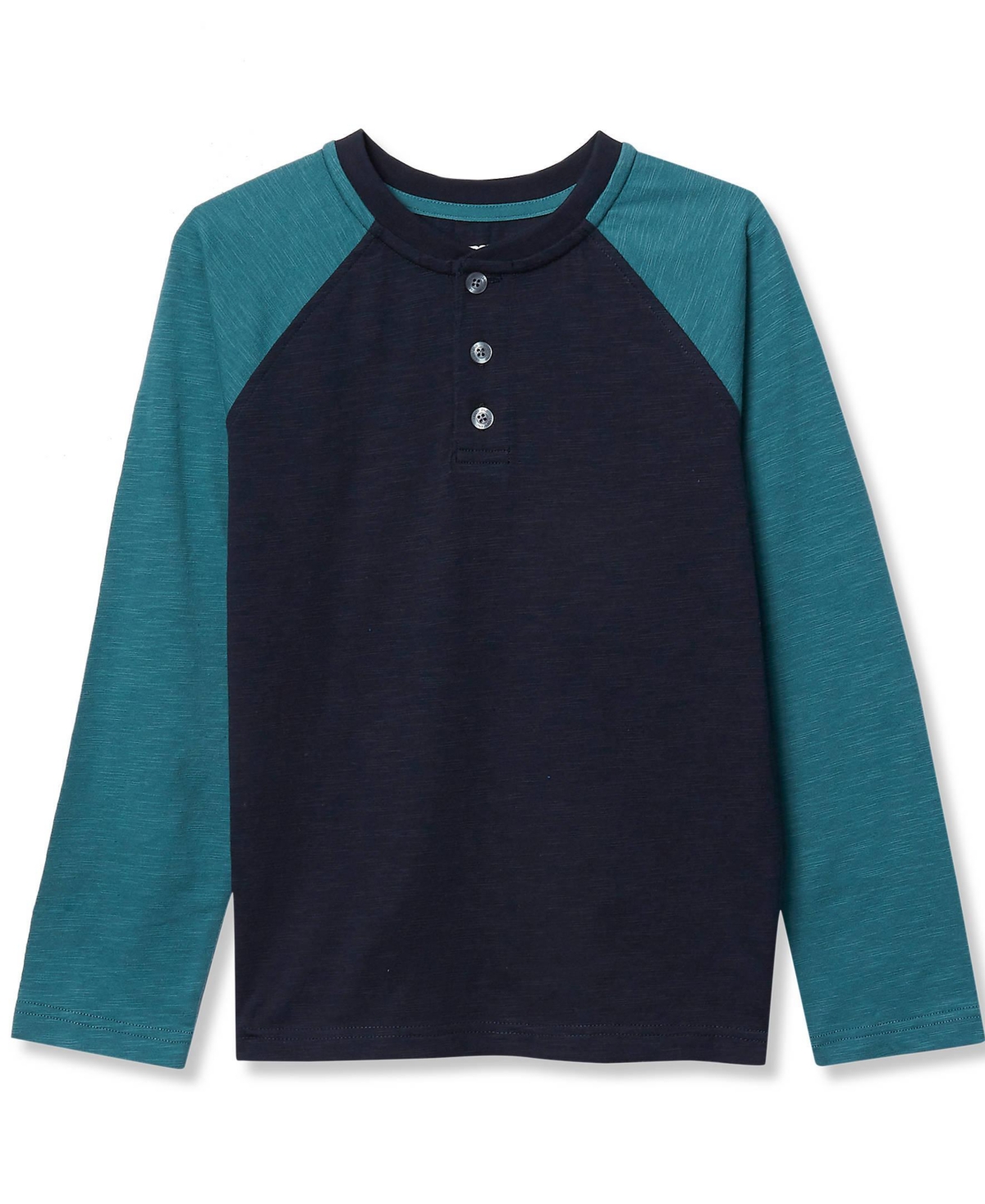 Click here for Lands End Boys Henley Shirt - Classic navy/dusty b... prices