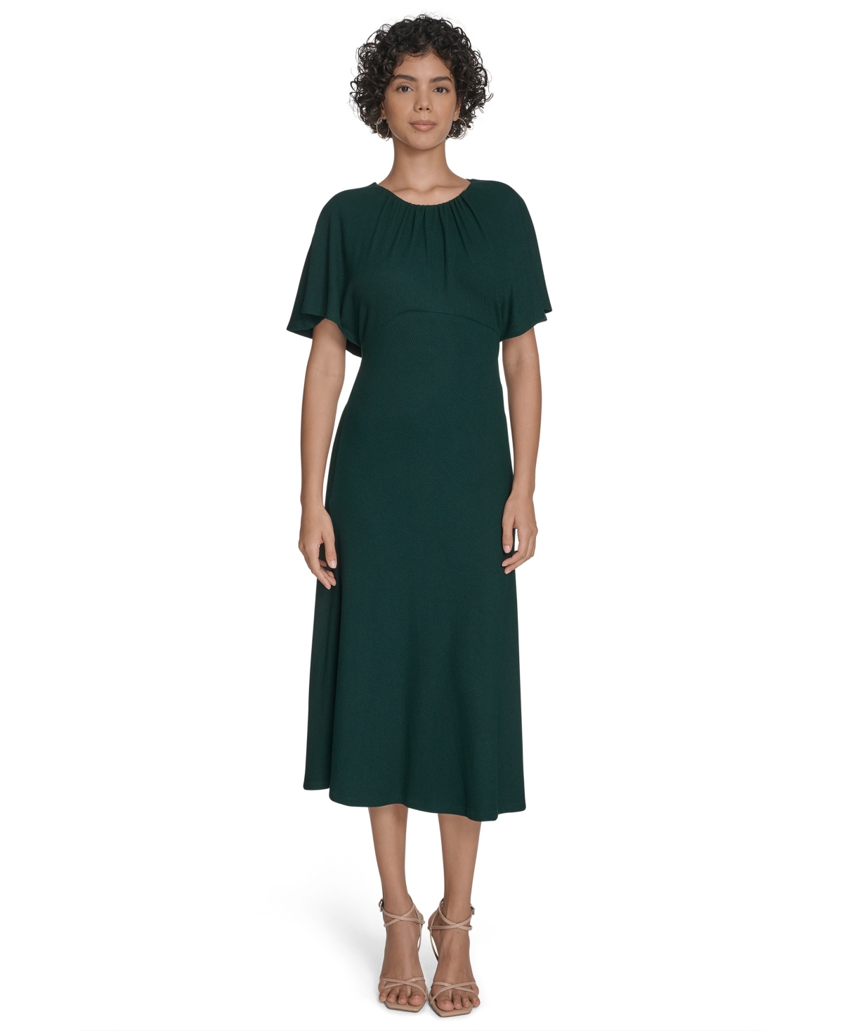 Click here for Calvin Klein Womens Flutter Sleeve Midi Dress - Ma... prices