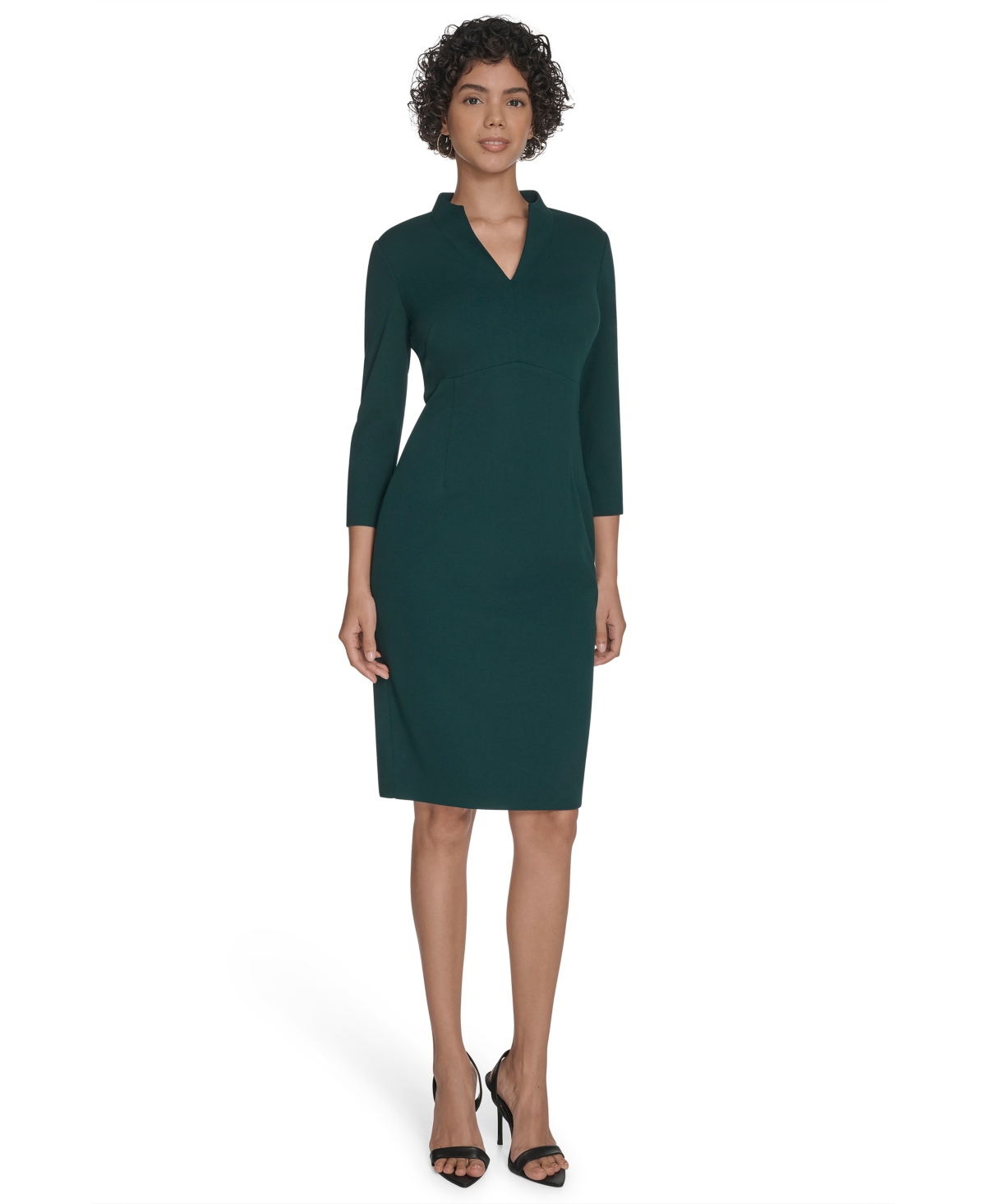 Click here for Calvin Klein Womens V-Neck Sheath Dress - Mallard prices
