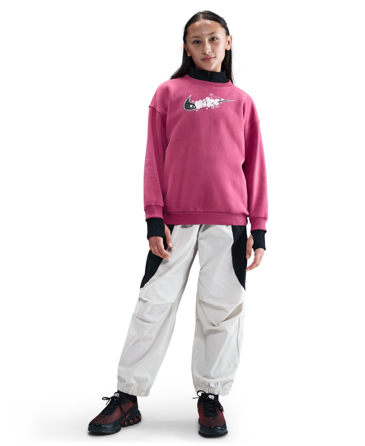 Click here for Nike Big Girls Sportswear Club Fleece Oversized Cr... prices