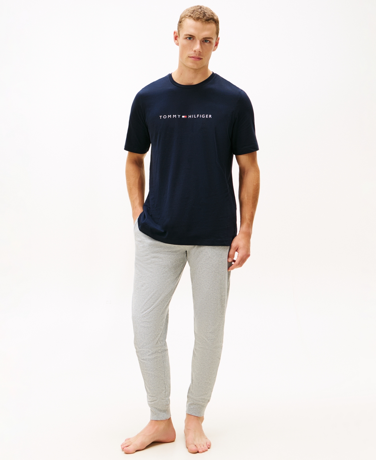 Tommy Hilfiger 2-Piece Sueded Jersey Top and Pajama Sleep Set - Gray Heather