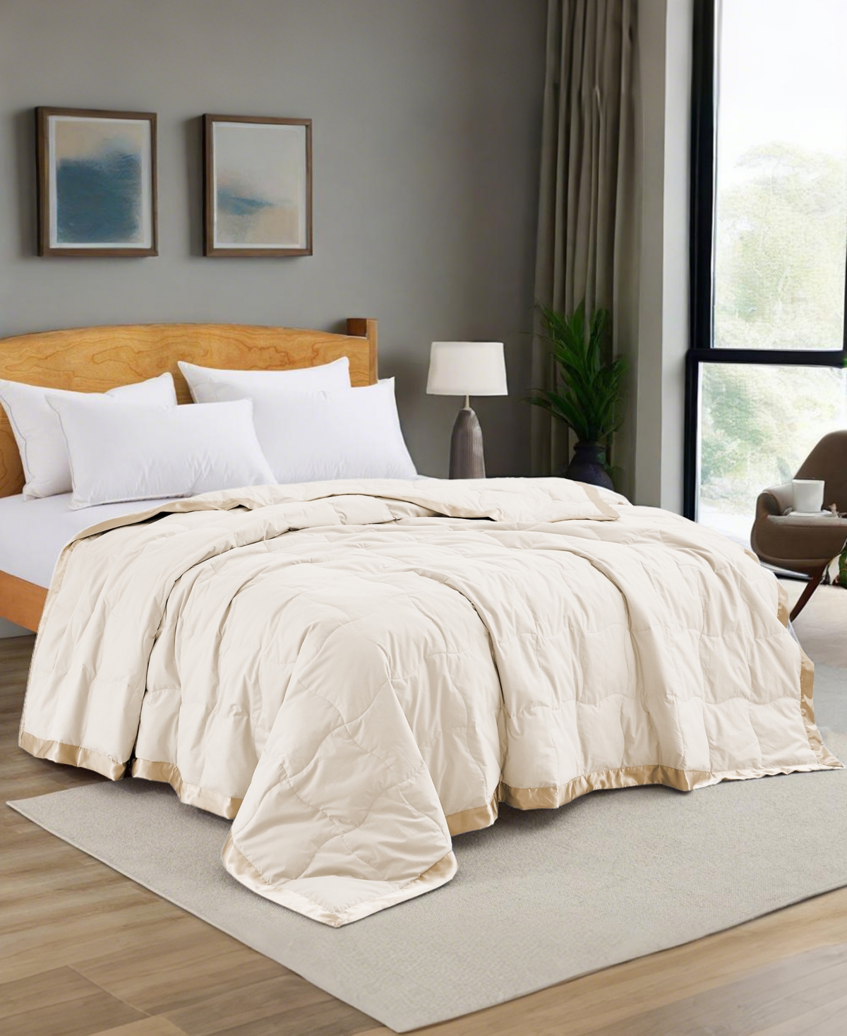 Click here for Unikome Oversized Lightweight Satin Trim Feather a... prices