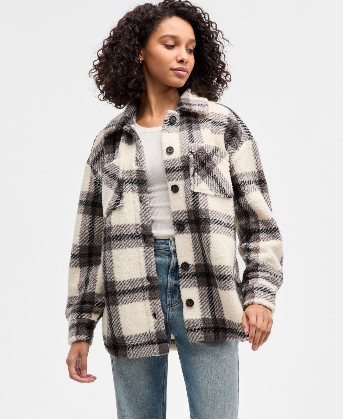 Click here for Hippie Rose Juniors Collared Long-Sleeve Plaid Sha... prices