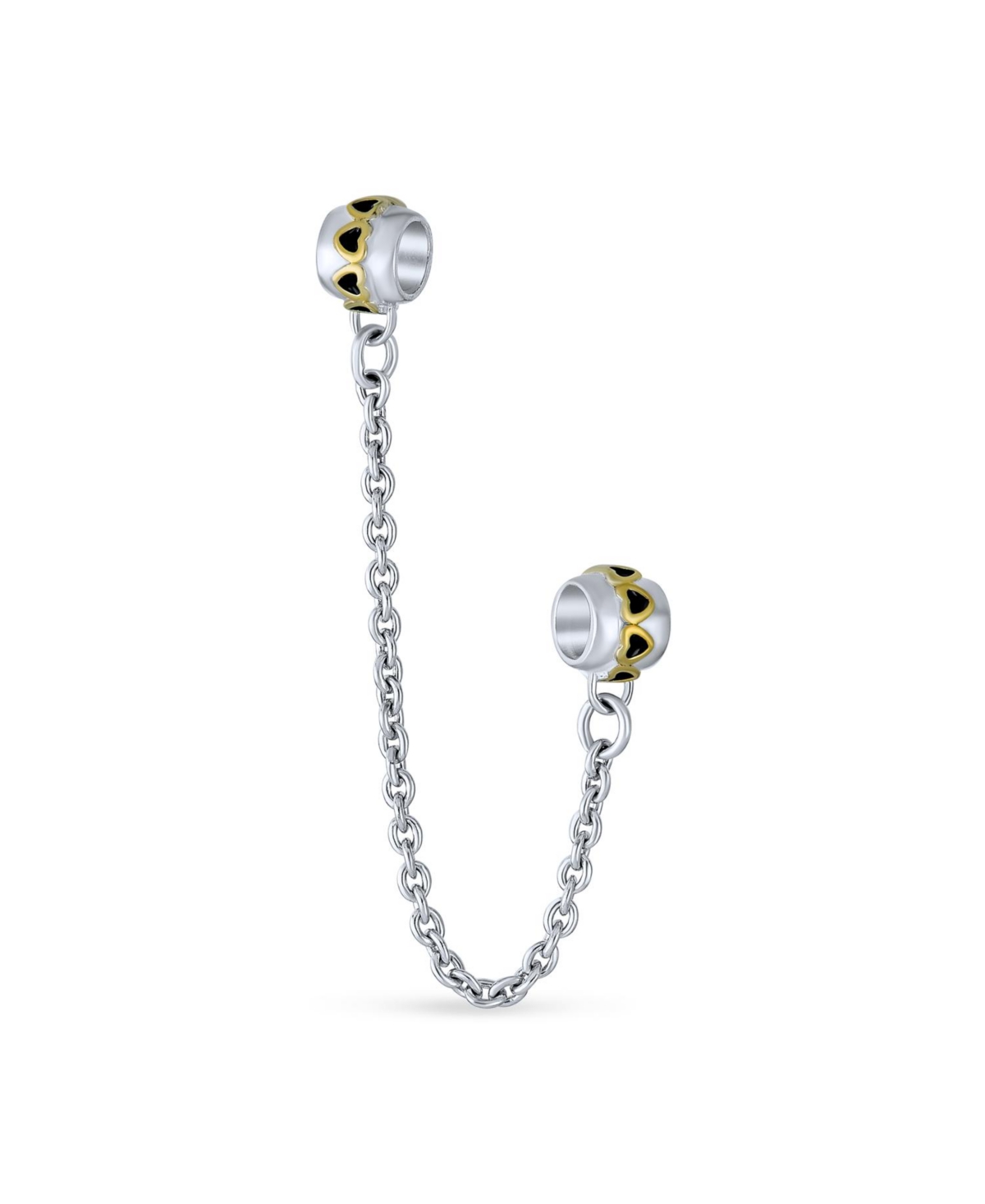 Click here for Bling Jewelry Two Tone Love Hearts Safety Chain Sp... prices