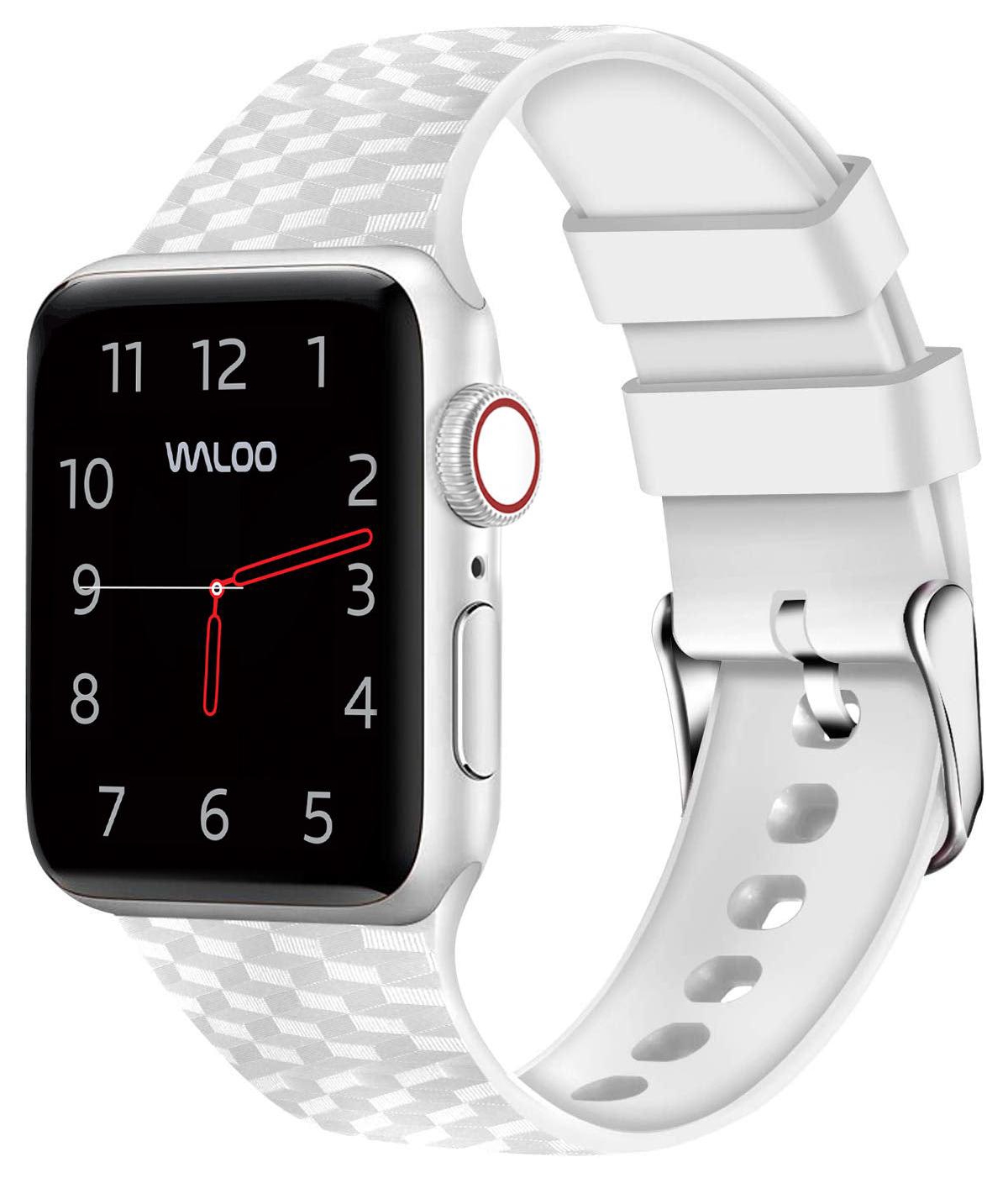 Waloo Carbon Fiber Silicone Replacement Band for Apple Watch - White