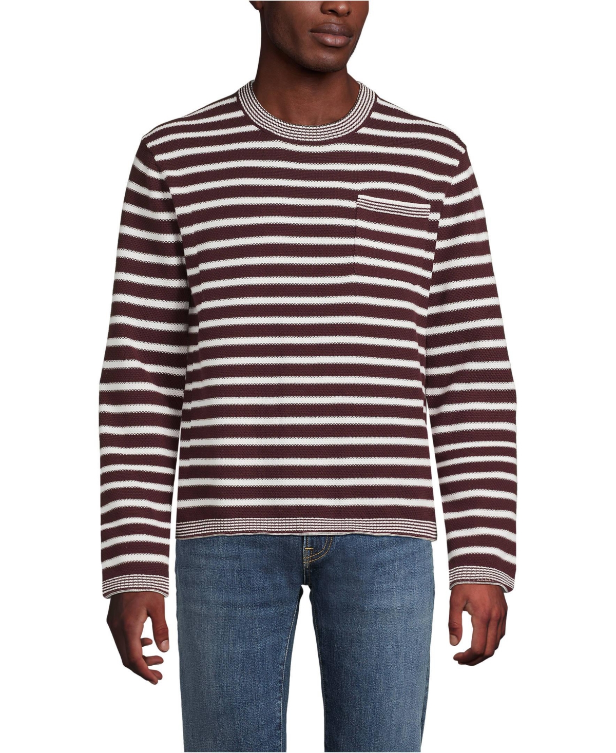 Click here for Lands End Mens Long Sleeve Textured Cotton Crewnec... prices