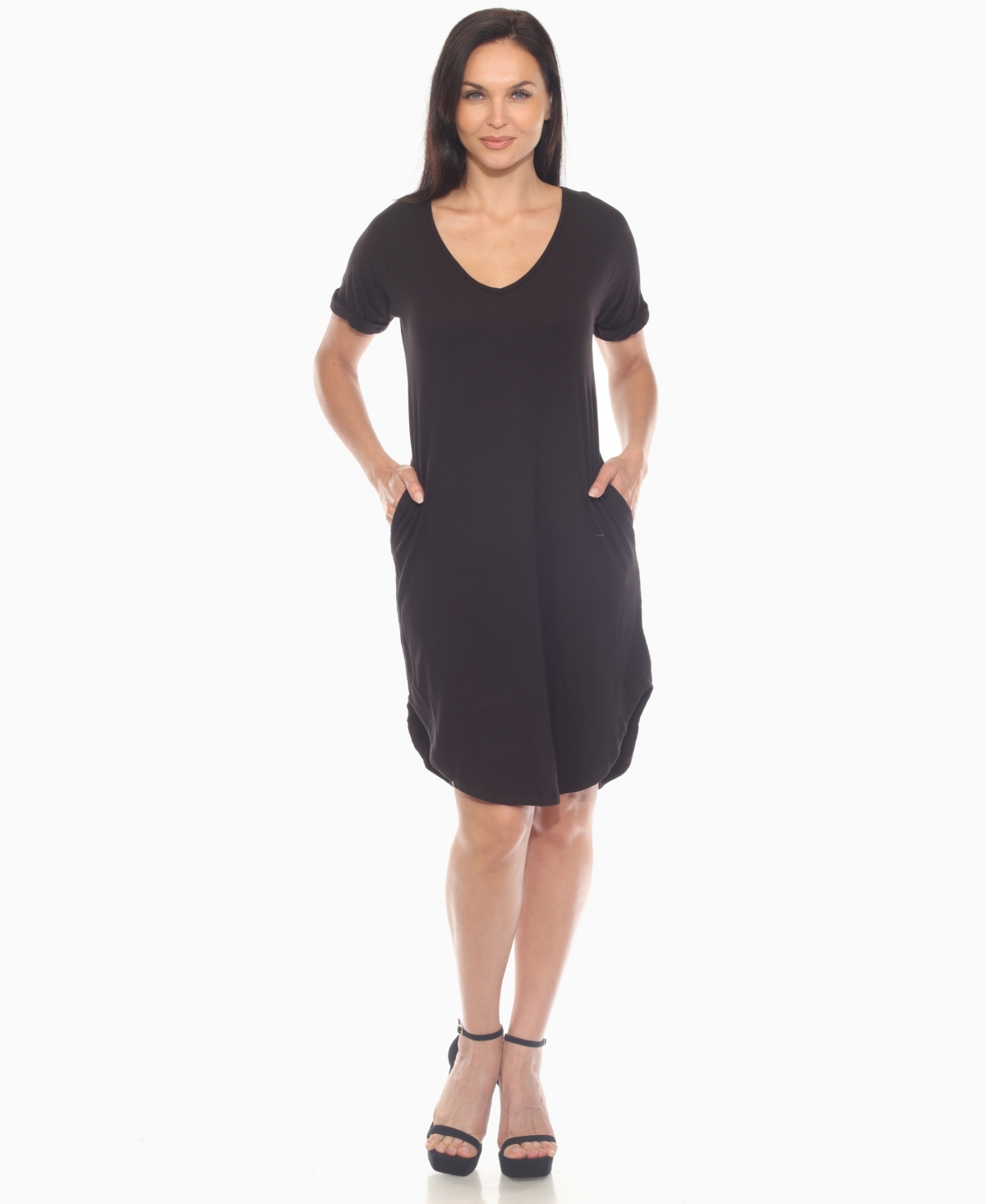 Click here for White Mark Womens V-Neck Knee-Length Dress - Black prices