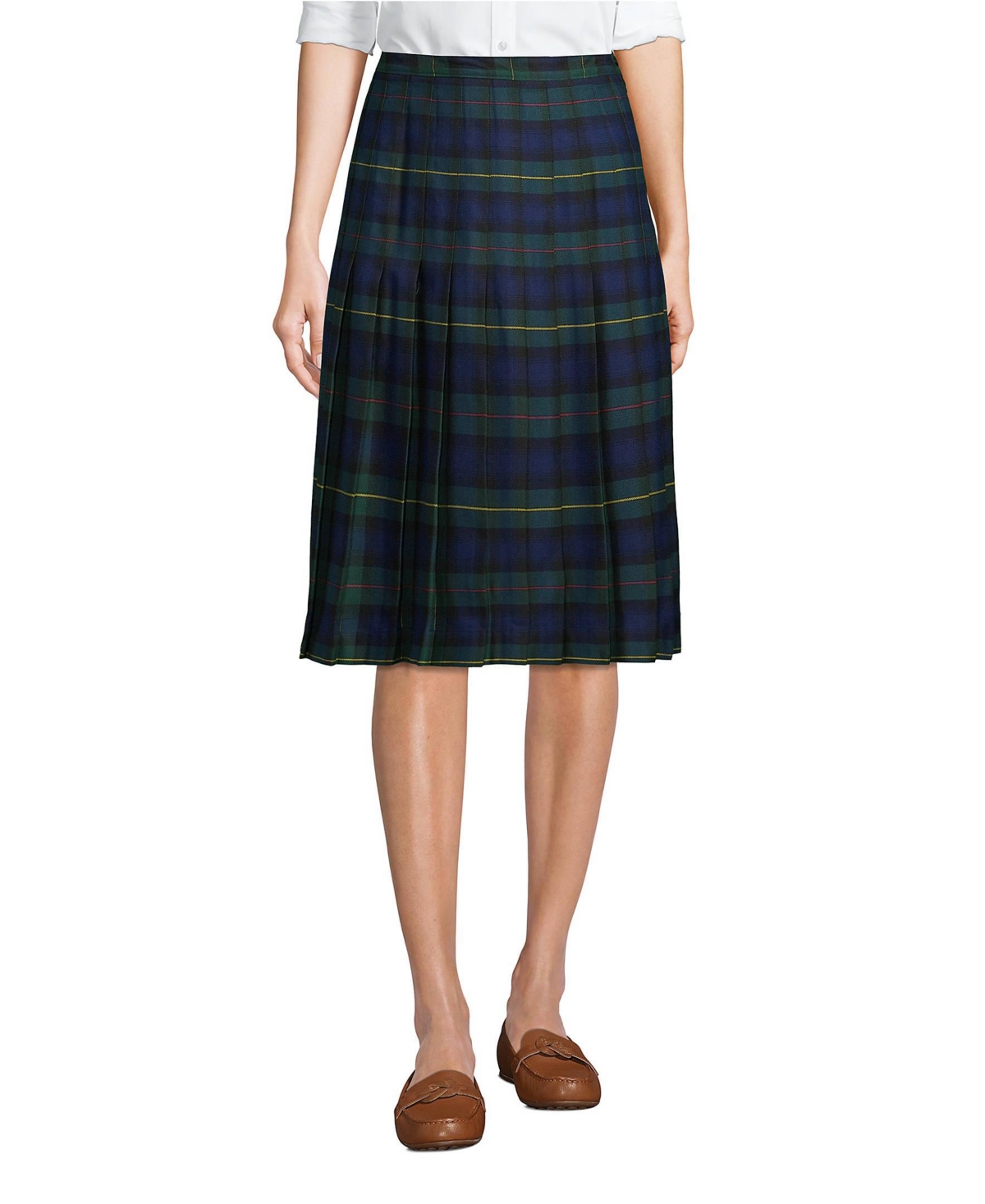 Click here for Lands End Womens Below The Knee Plaid Pleated Skir... prices
