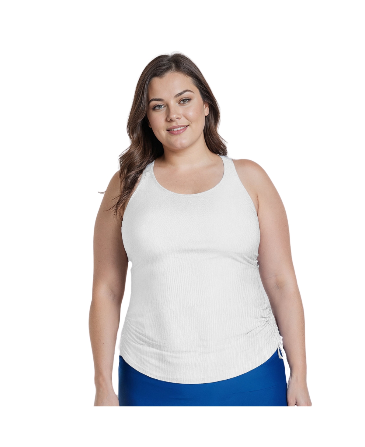 Calypsa Womens Maya Tankini Swim Top With Built In Bra - White (textured)