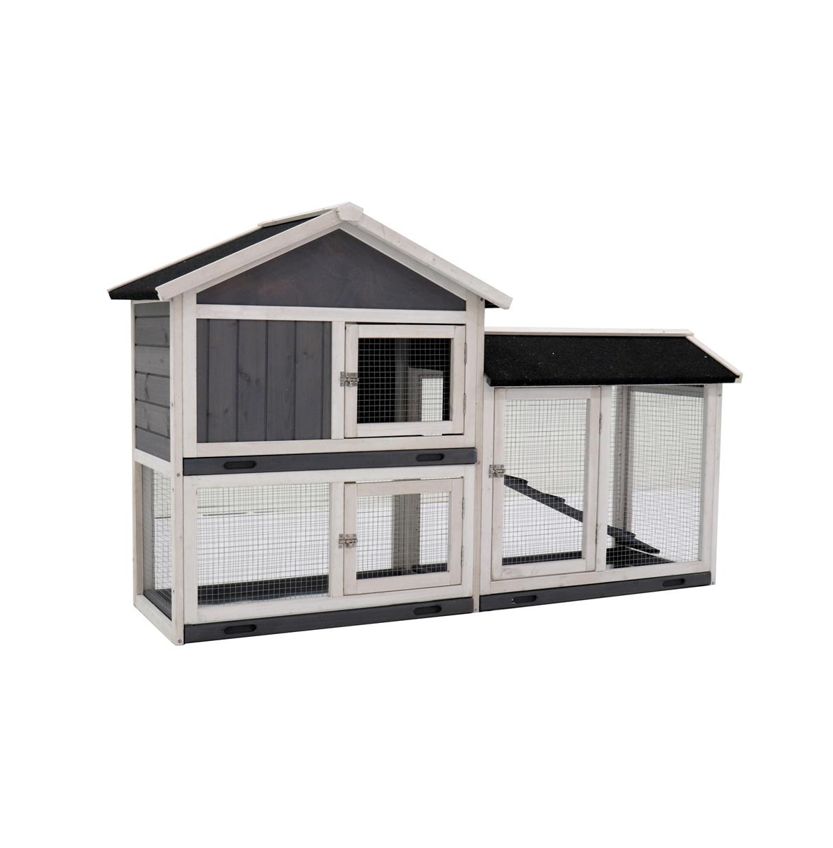 Click here for Aostirmotor Outdoor Gray Wood Pet House with Run a... prices