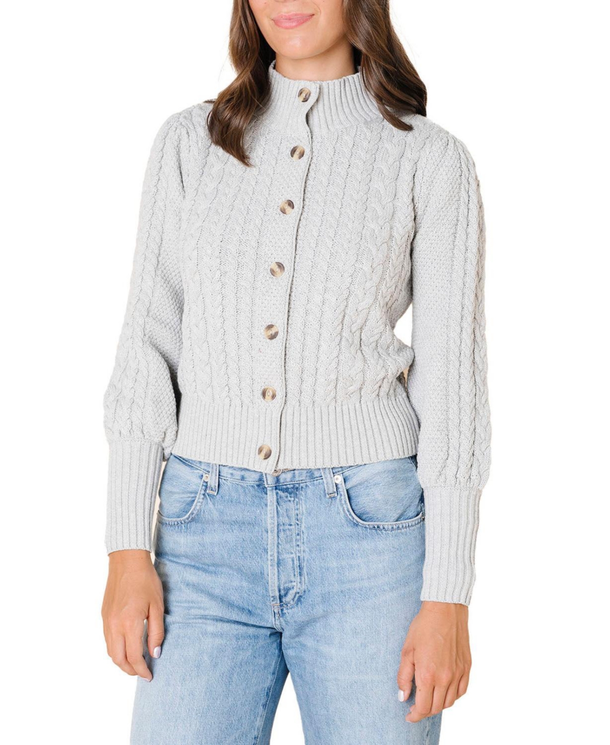 Click here for Hope & Henry Womens Organic Mock Neck Cable Cardig... prices