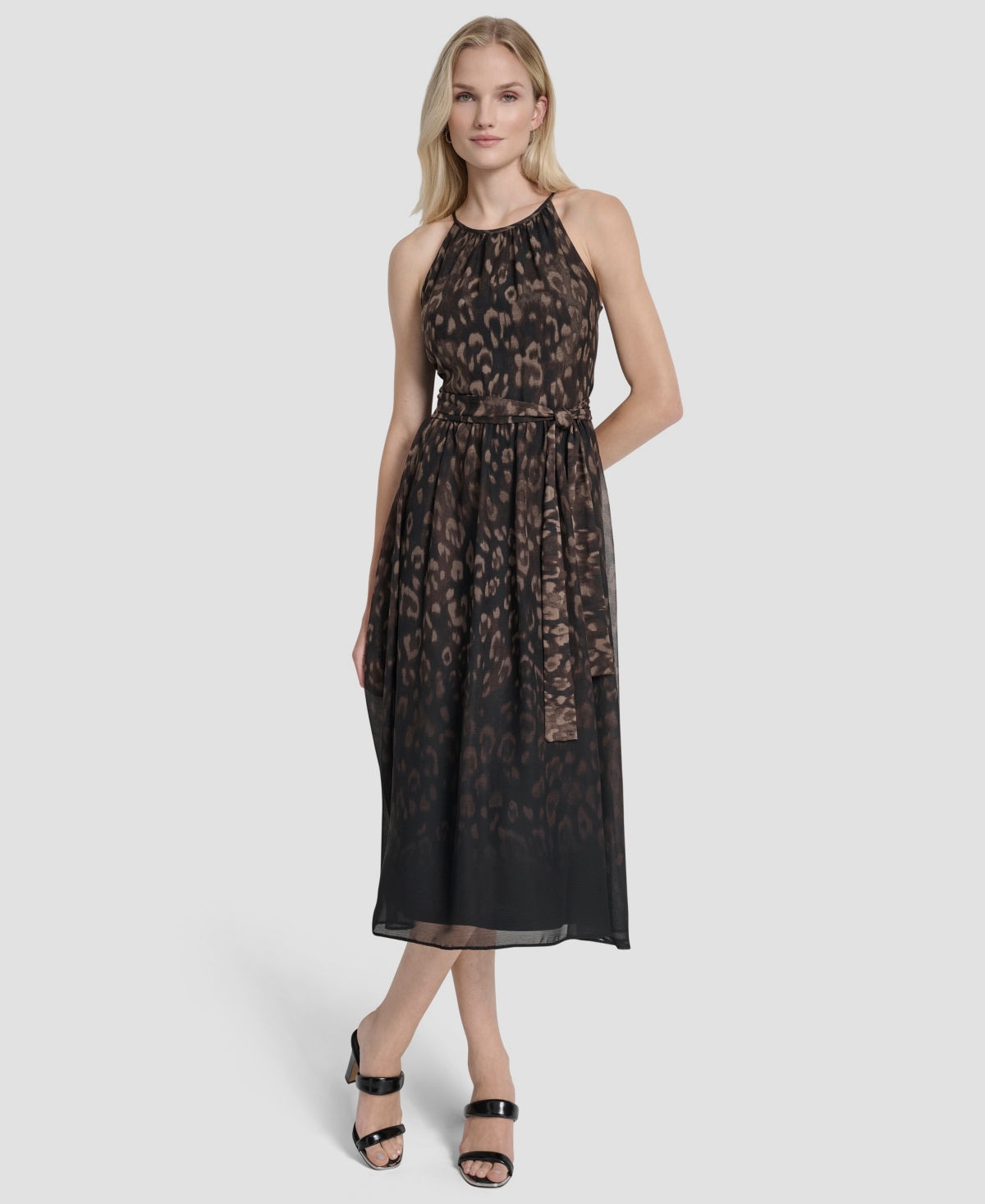 Click here for Dkny Womens Sleeveless Crewneck Midi Dress - Choco... prices