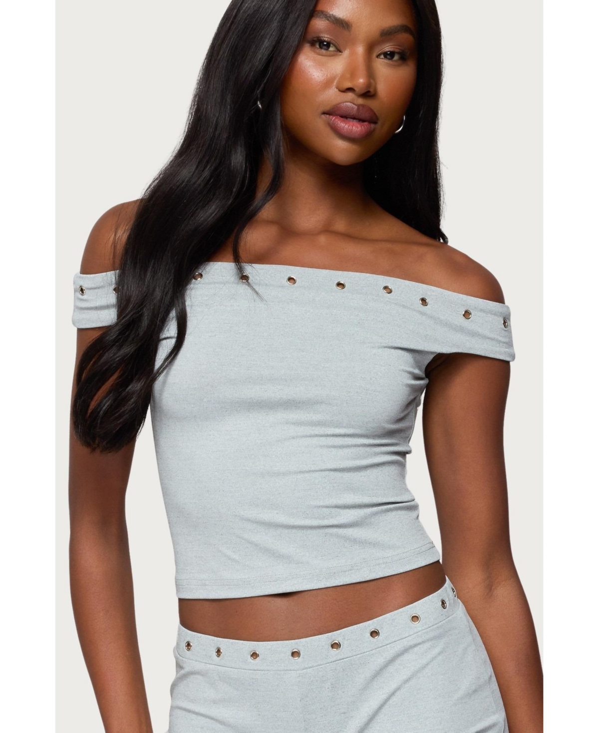 Click here for Edikted Womens Neriah Grommet Off Shoulder Top - G... prices