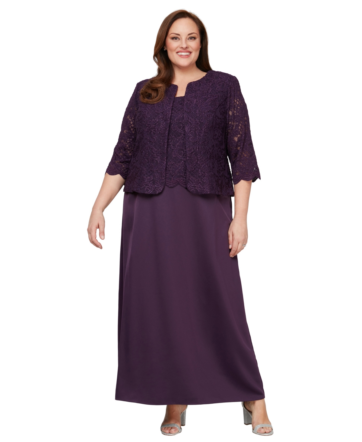 Click here for Alex Evenings Plus Size Lace Dress & Jacket - Eggp... prices