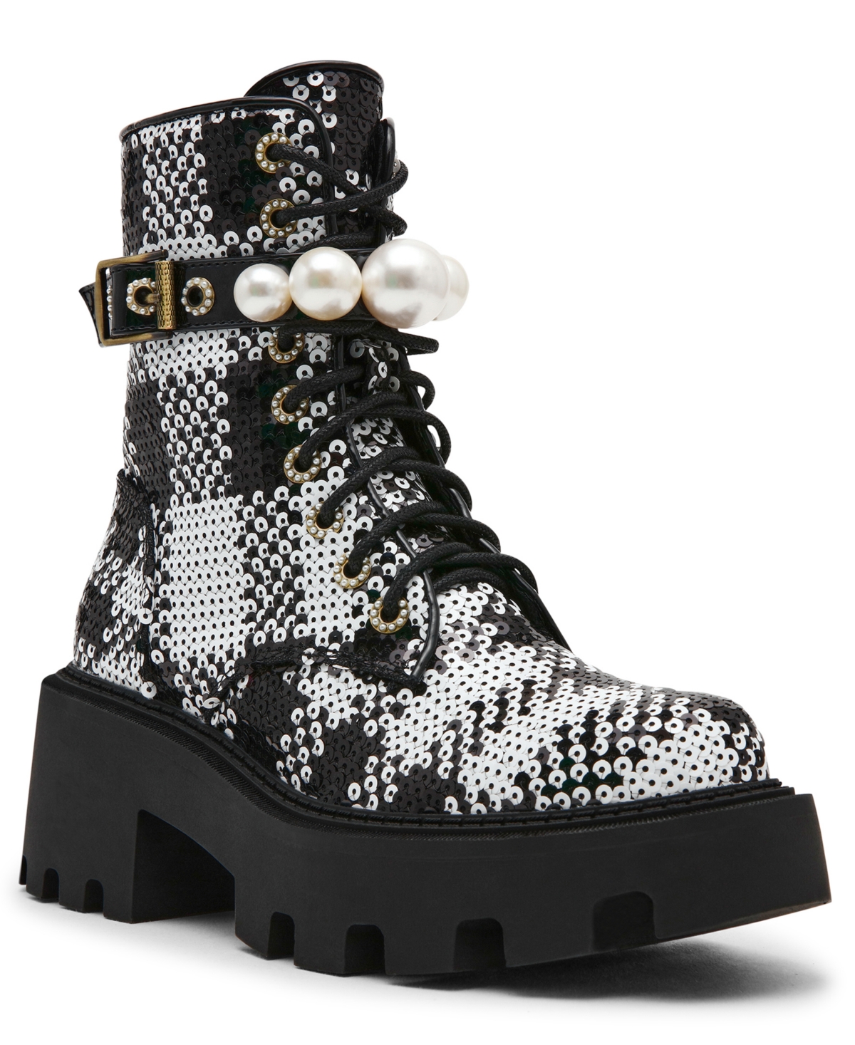 Click here for Betsey Johnson Womens Jonnie Embellished Combat Bo... prices