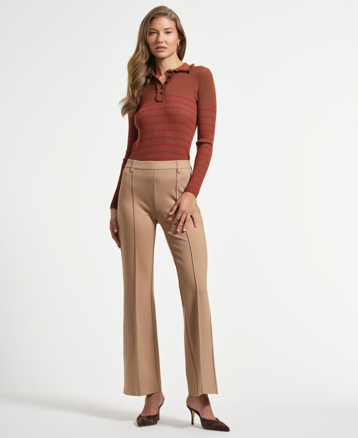 Click here for Isaac Mizrahi Womens Ponte Flare Mid Rise Pants -... prices