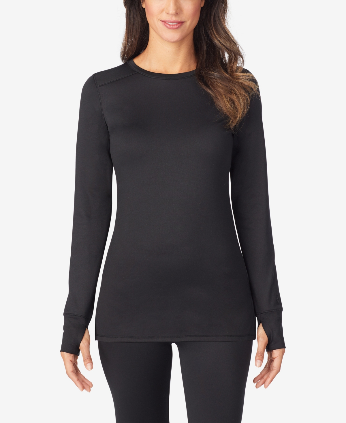 Click here for Cuddl Duds Womens Thermawear Crewneck Top - Black prices