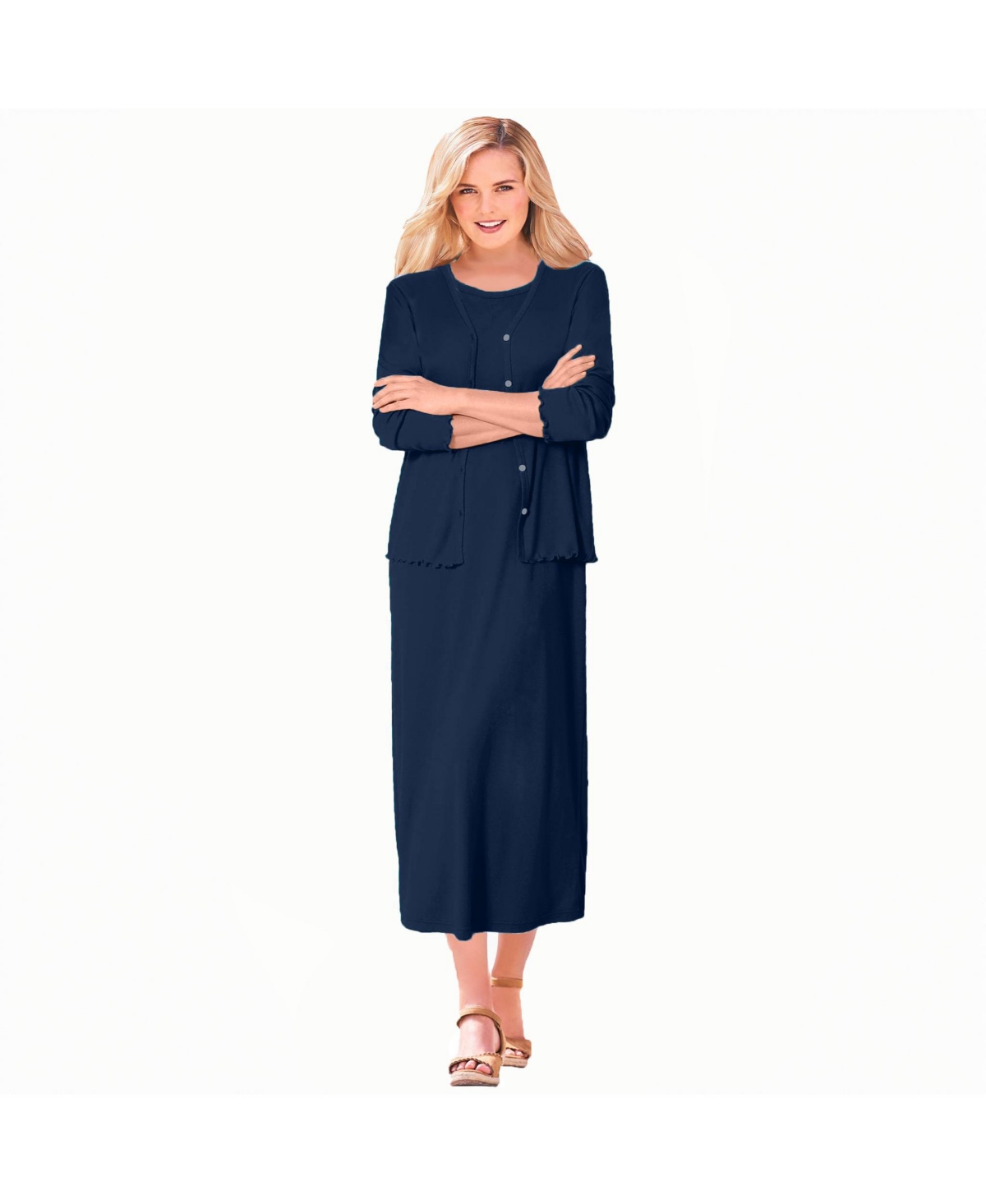 Click here for Woman Within Womens Within Lettuce Trim Knit Jacke... prices
