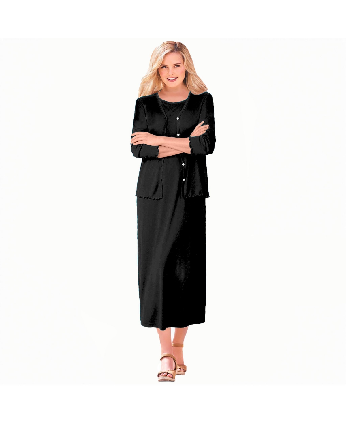 Click here for Woman Within Womens Within Lettuce Trim Knit Jacke... prices