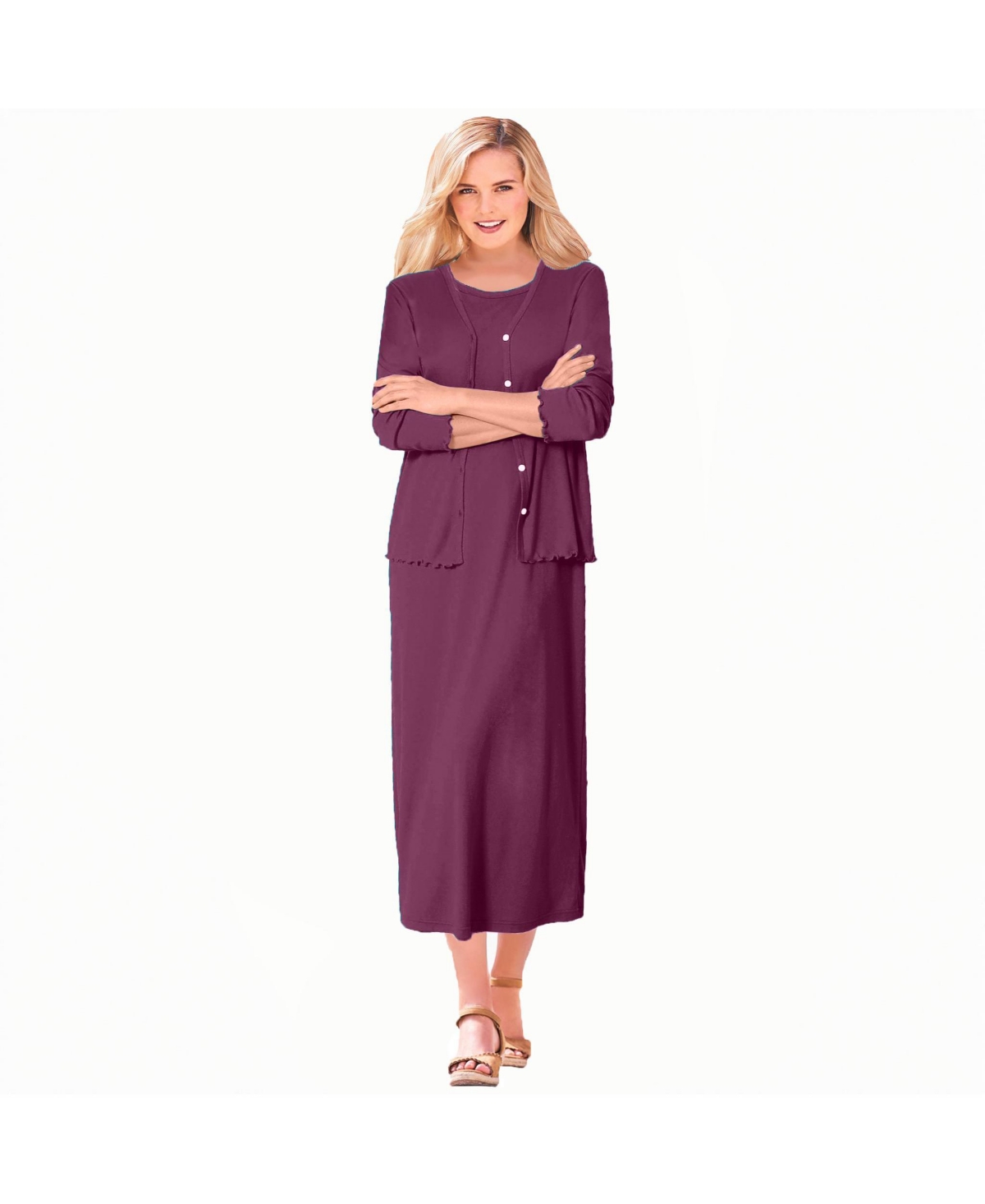 Click here for Woman Within Womens Within Lettuce Trim Knit Jacke... prices