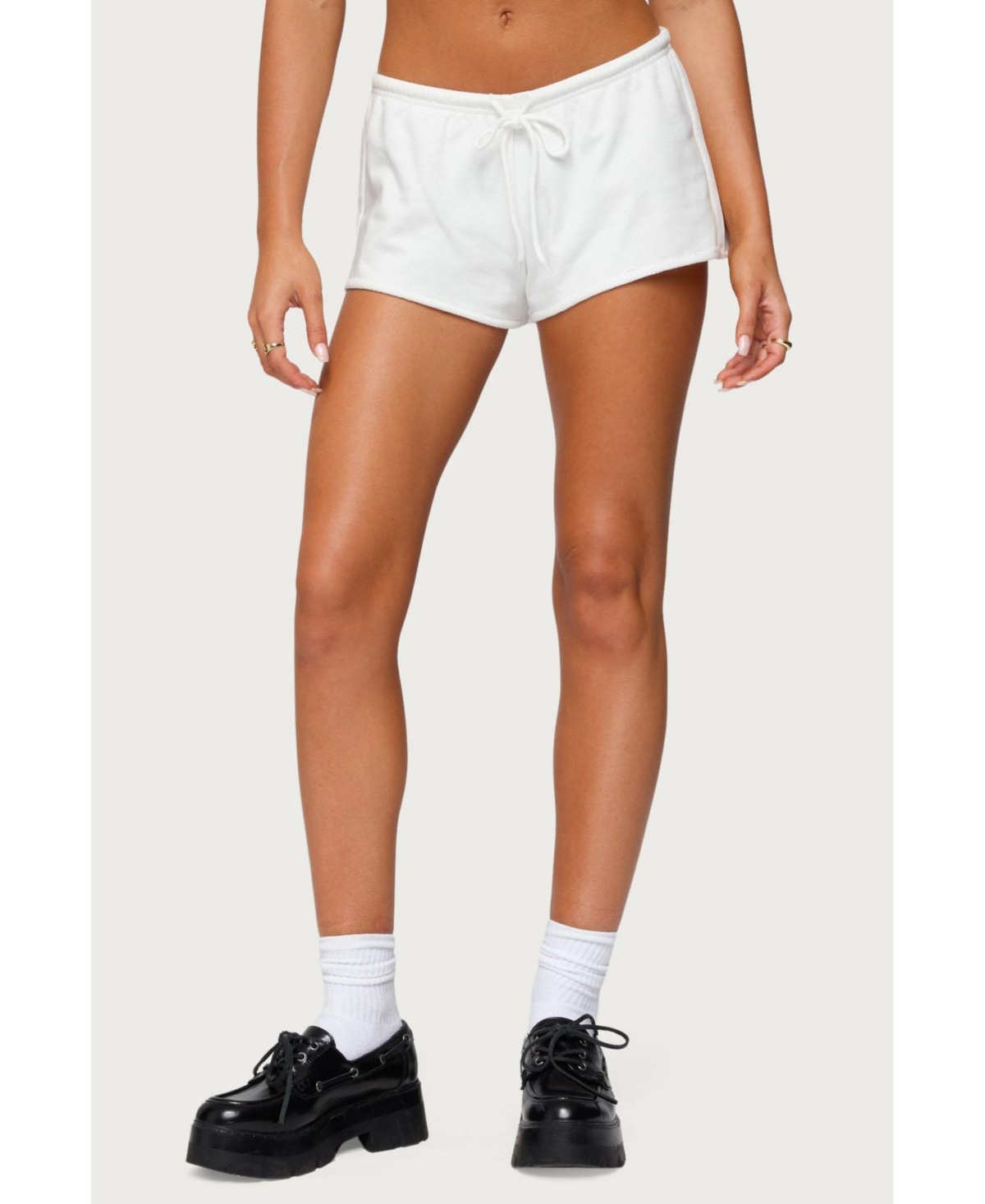 Click here for Edikted Womens Leeroy French Terry Shorts - White prices