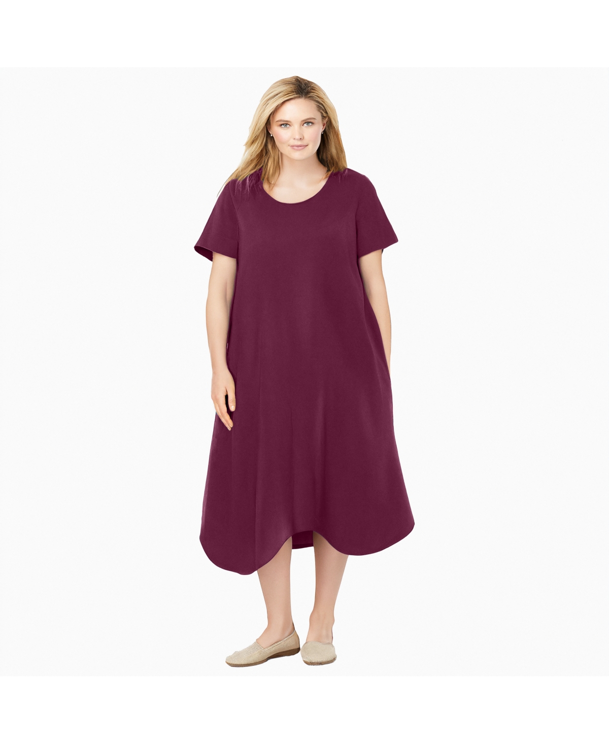 Click here for Woman Within Plus Size Drape Hem Dress - Deep clar... prices
