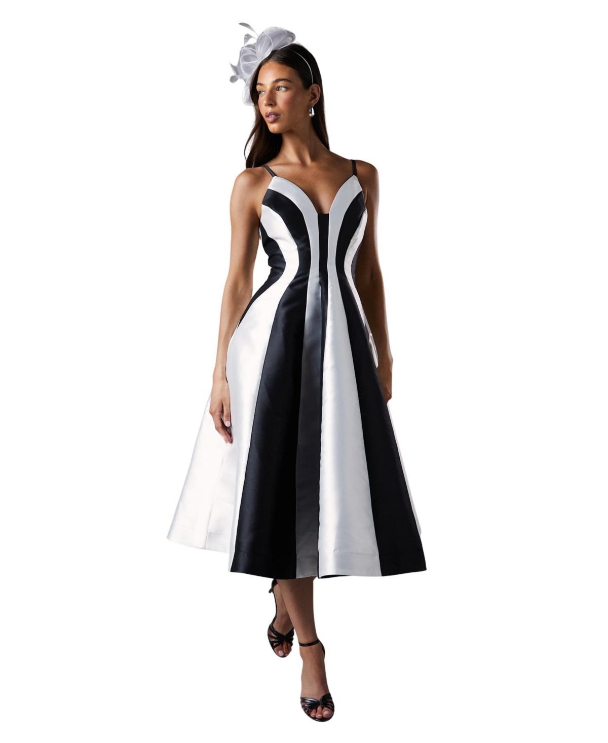 Click here for Coast Womens Midi Contrast Panel Dress - Mono prices