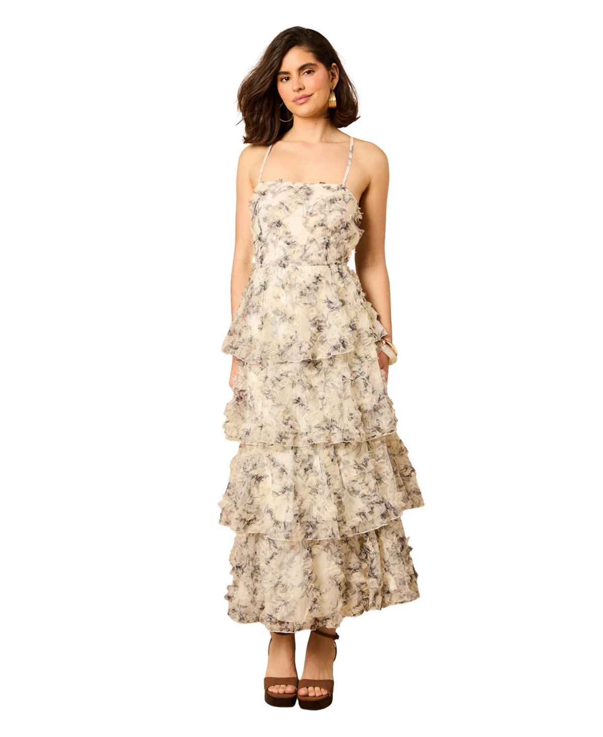 Click here for Oasis Womens Floral Textured Strappy Midaxi Dress... prices