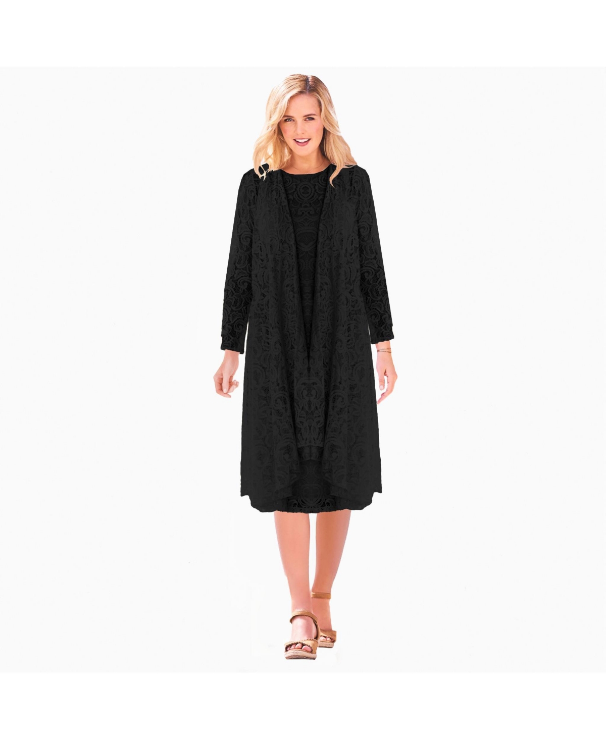 Click here for Woman Within Plus Size 2 Piece Lace Jacket Dress -... prices