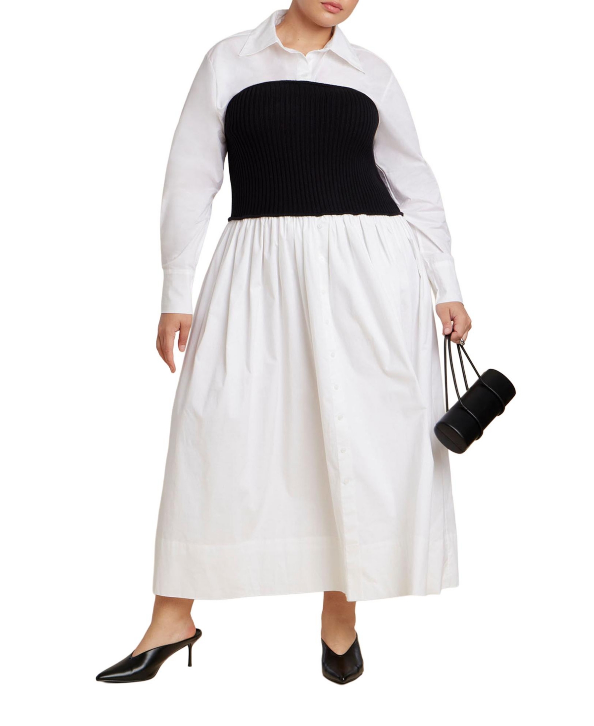 Click here for Eloquii Womens Plus Size Sweater Twofer Shirt Dres... prices