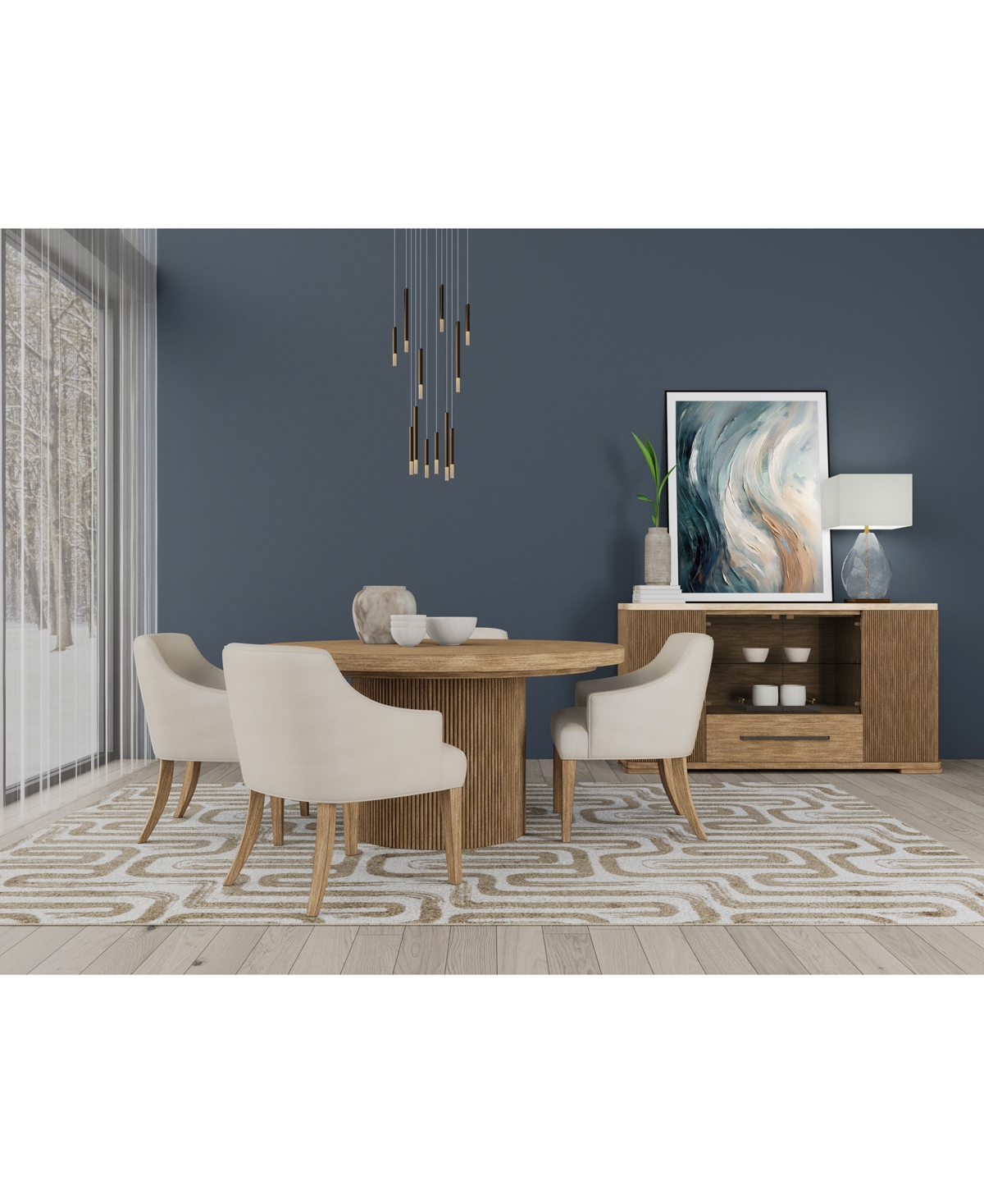 Click here for Frandlyn 6pc Dining Set (Round Dining Table + 5 Ho... prices