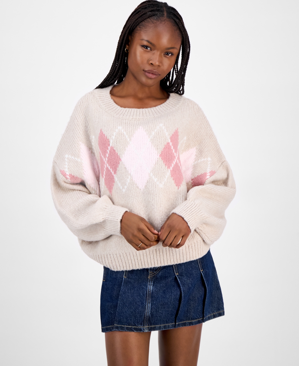 Click here for Hippie Rose Juniors Slouchy Balloon-Sleeve Crewnec... prices